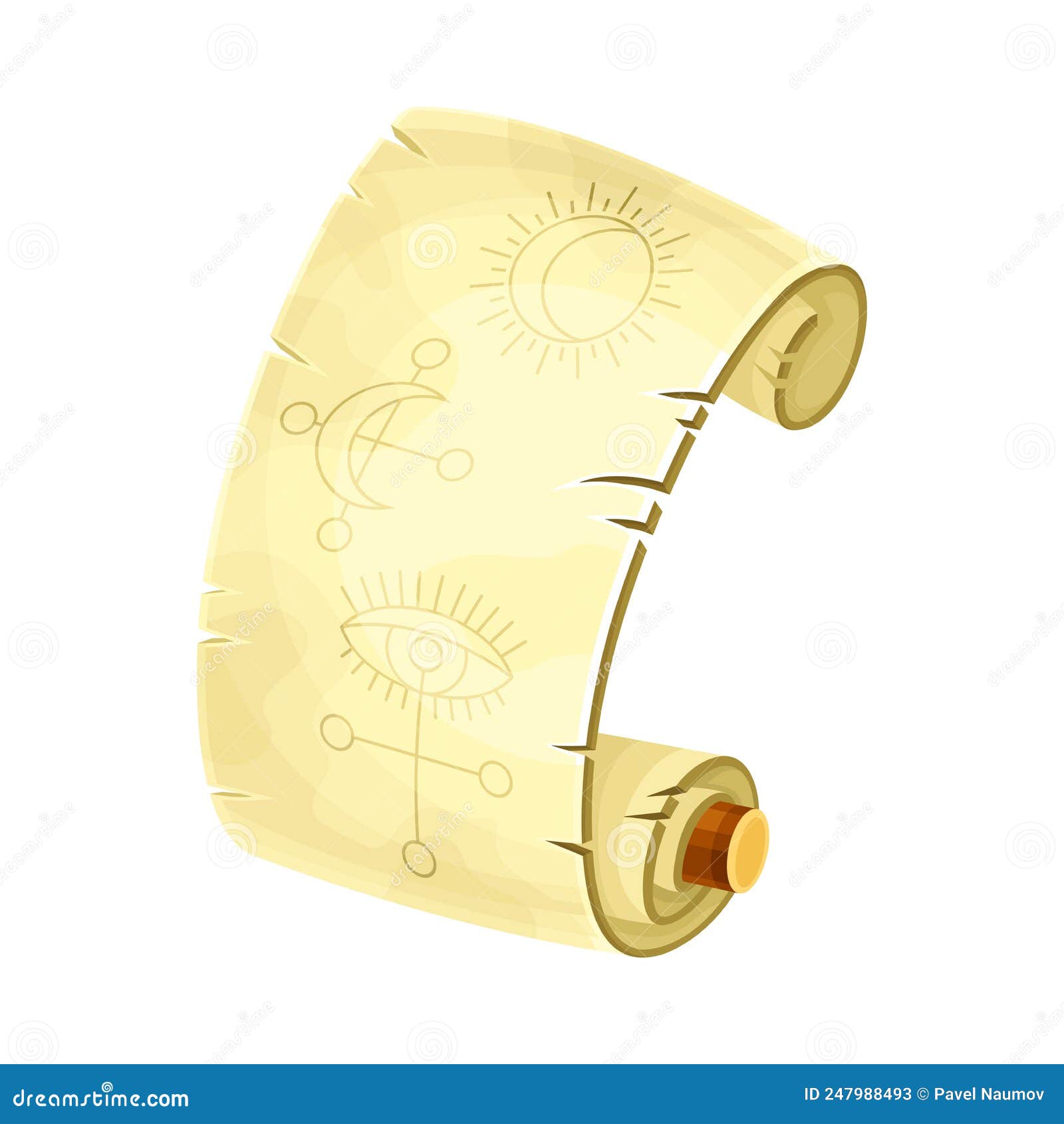 Old Paper Scroll or Manuscript with Spell Symbol As Magical Object and ...