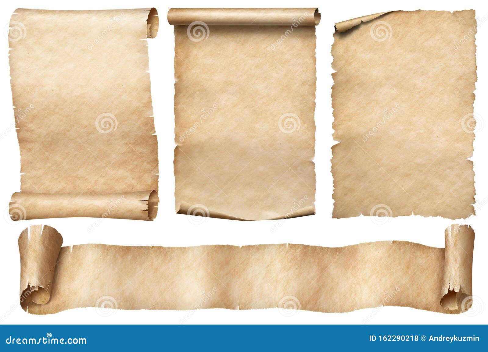Old Paper Scrolls Set Isolated on White Stock Illustration ... Old Paper Scrolls Set Isolated on White Stock Illustration ...