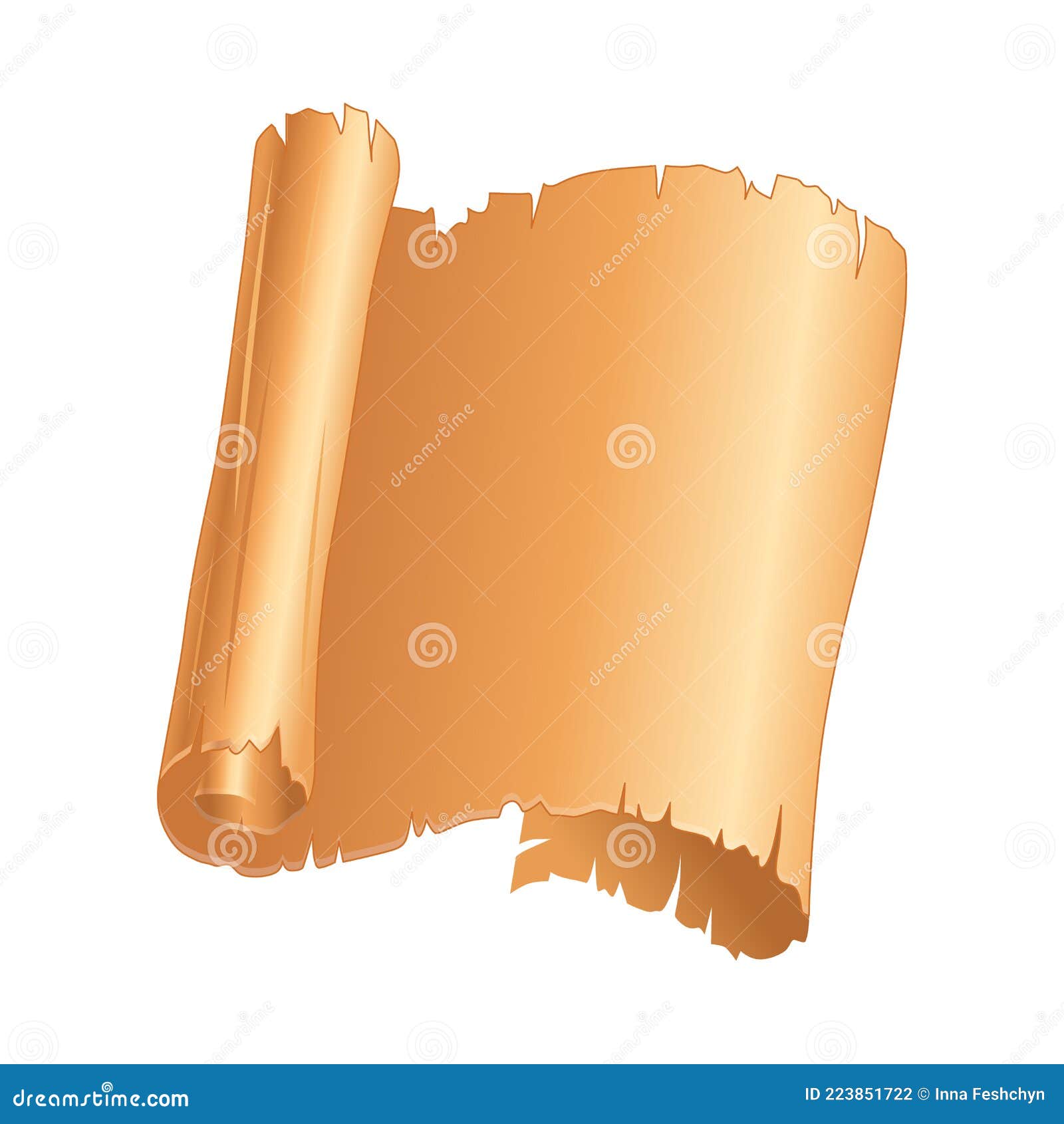 Old Paper Scroll. Piece Of Papyrus Illustration. Banner In Old Style ...