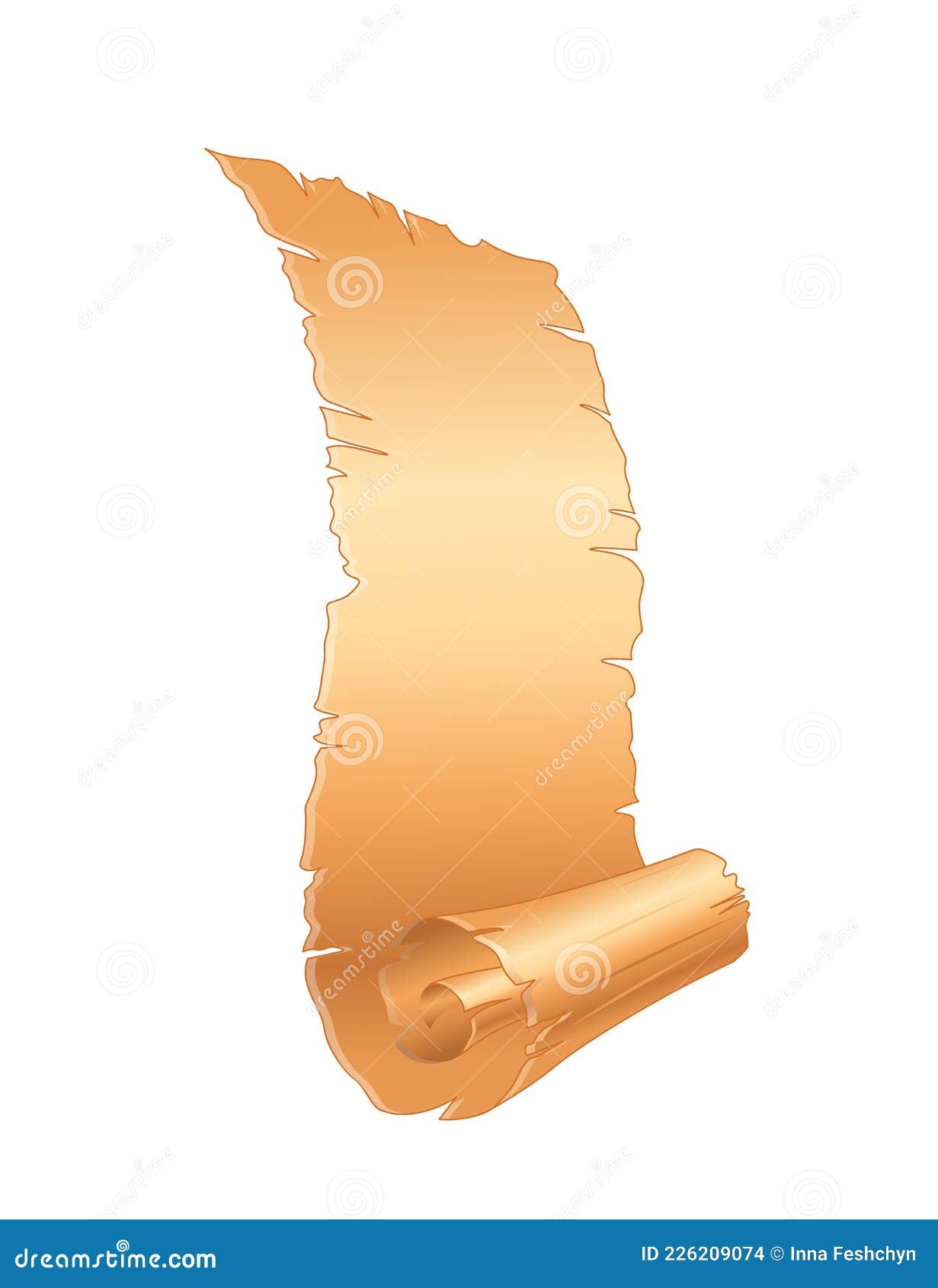 Old Paper Scroll. Piece Of Papyrus Illustration. Banner In Old Style ...