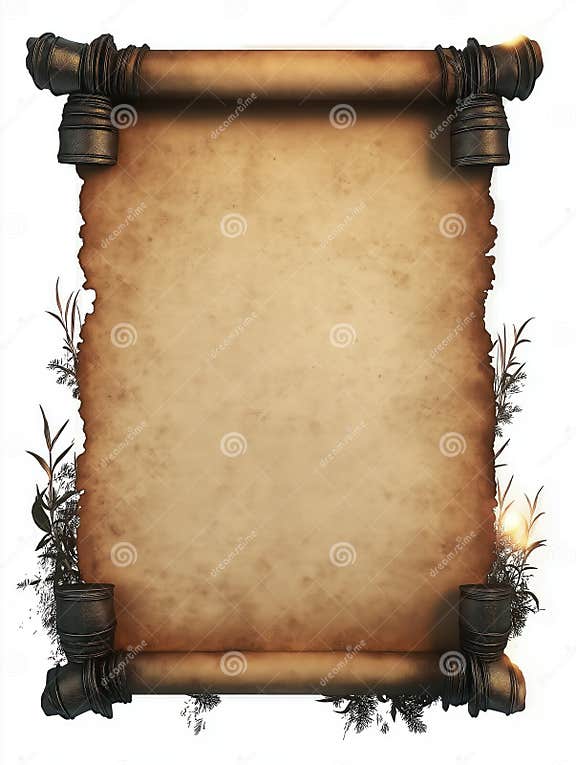 Old Paper Scroll Vertically Positioned. Antique Parchment Design ...