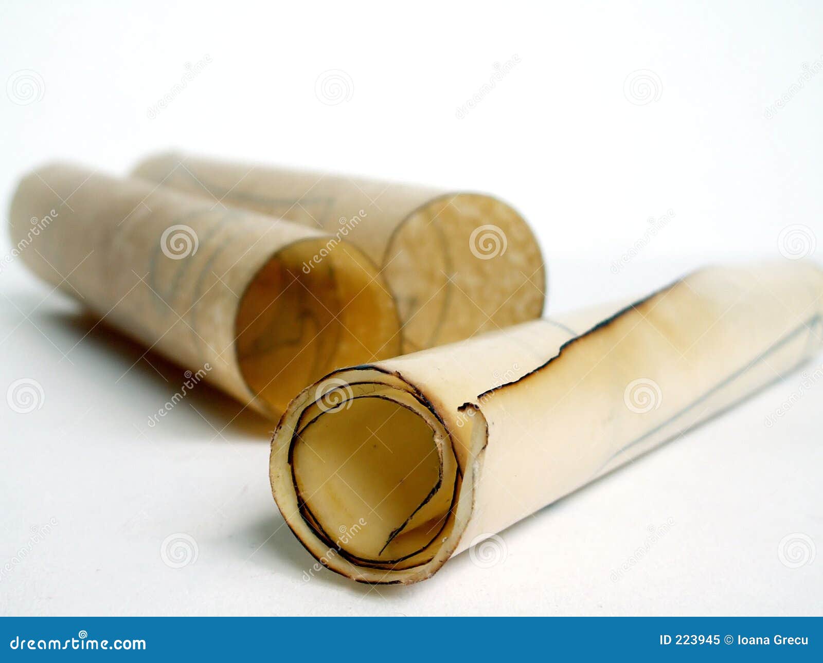 Old Paper Scrolls Or Parchments 3d Illustration Set Stock Image ...