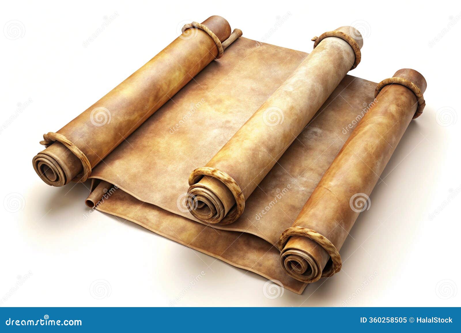 Old Paper Scrolls or Ancient Parchments Collection Isolated 3D ...