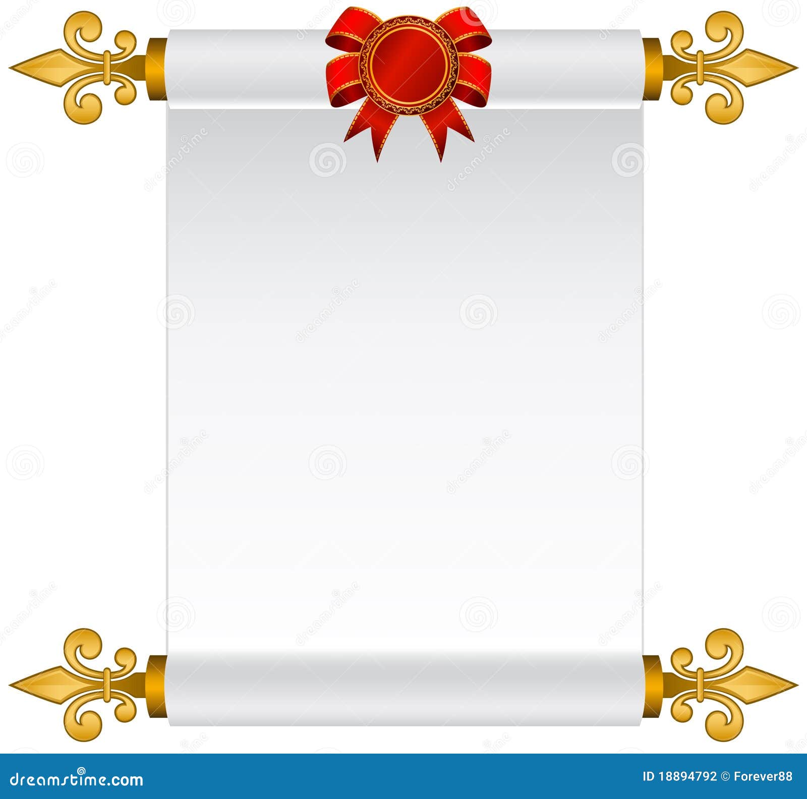 Old Paper in Scrolls with Red Bow Stock Vector - Illustration of blank ...