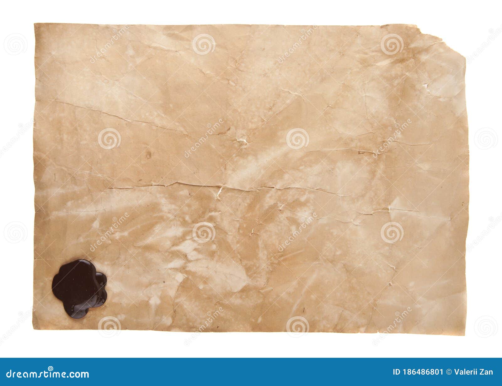 Old Paper with Sealing Seal Isolated on White Background Stock Image ...