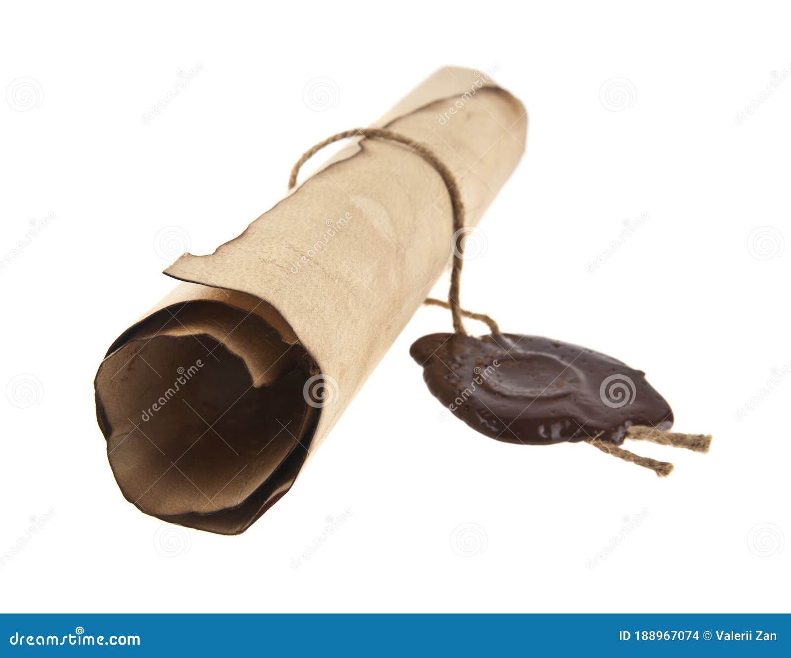 Old Paper with Sealing Seal Isolated on White Background Stock Photo ...
