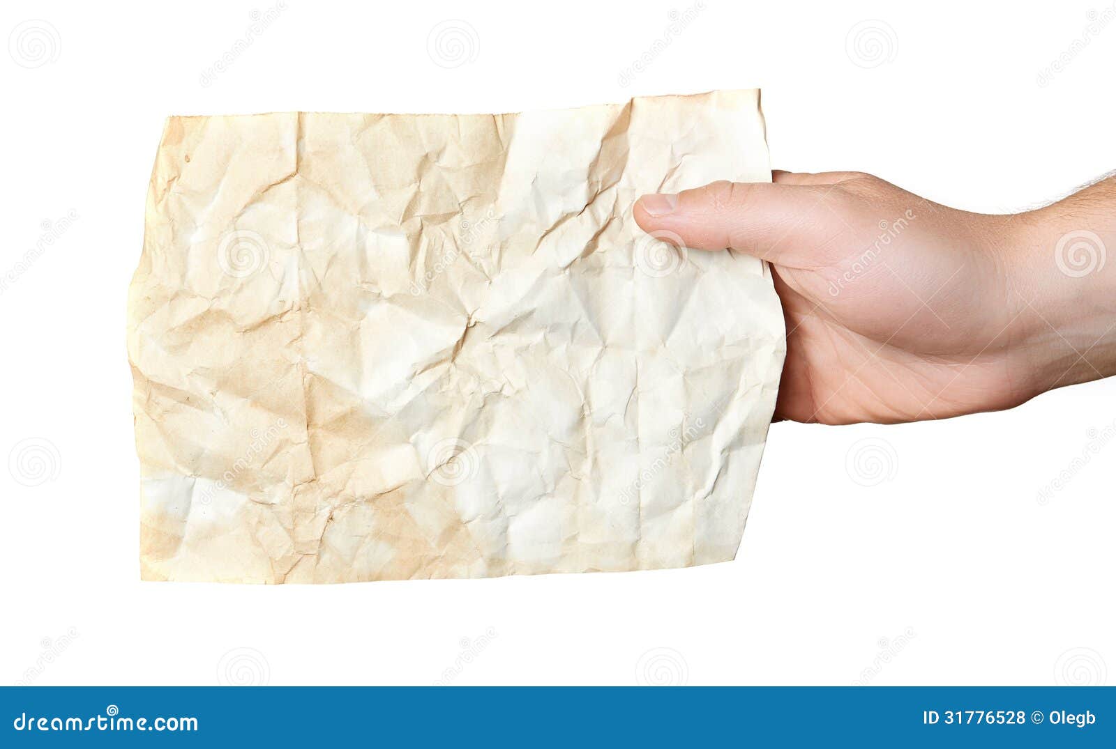 Old paper sheet in hand stock photo. Image of message - 31776528