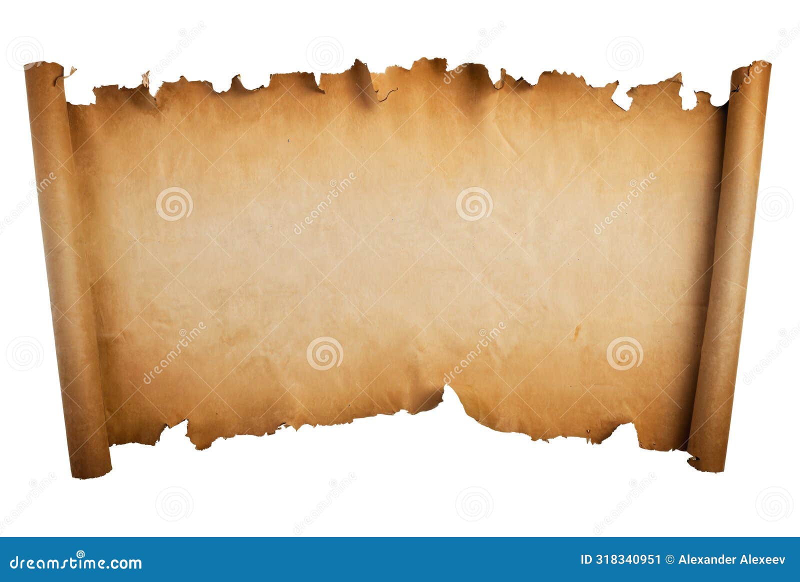 Empty Old Scroll, Parchment, Transparent Background Stock Image ...