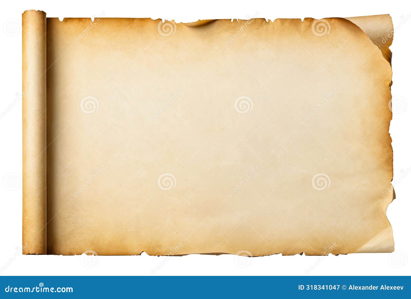 Empty Old Scroll, Parchment, Transparent Background Stock Image ...