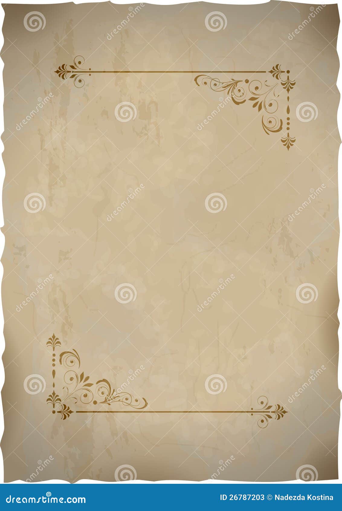 Old Paper Sheet with Vintage Frame Stock Vector - Illustration of ...