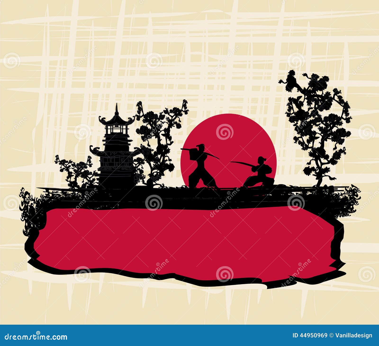 Old Paper with Silhouette Samurai Stock Vector - Illustration of china ...
