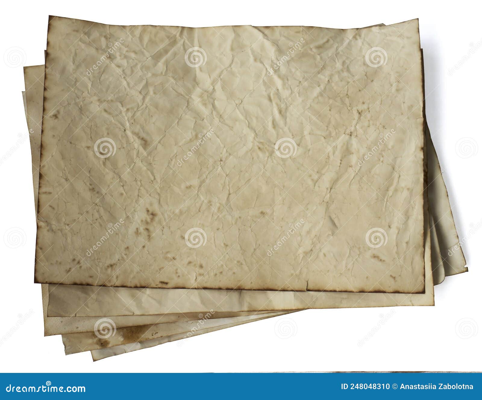 Old Paper Stack Isolated on White Background. Stock Photo - Image of ...