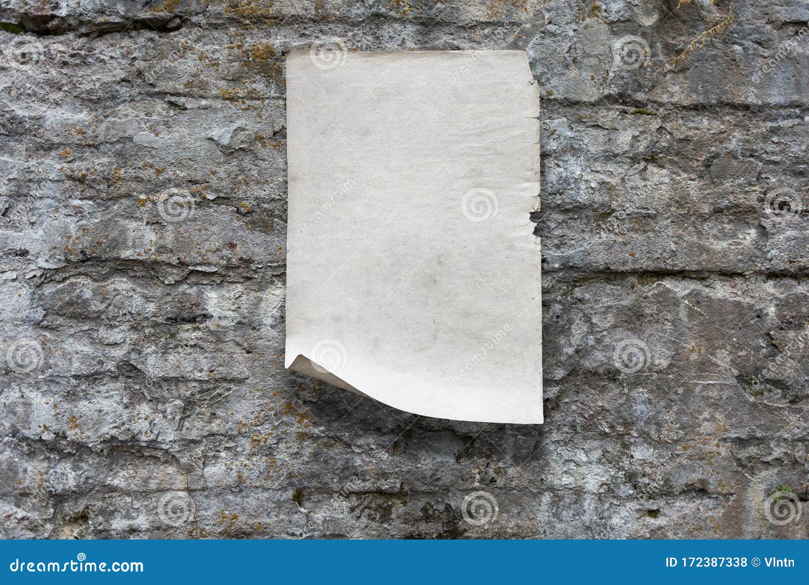 Paper on wall stock photo. Image of brick, page, rough - 172387338