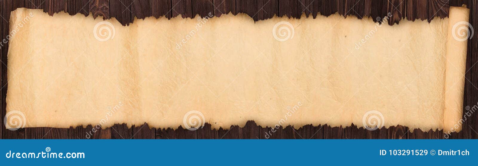 Old Scroll on a Wooden Table, Crumpled Paper Texture As Background ...