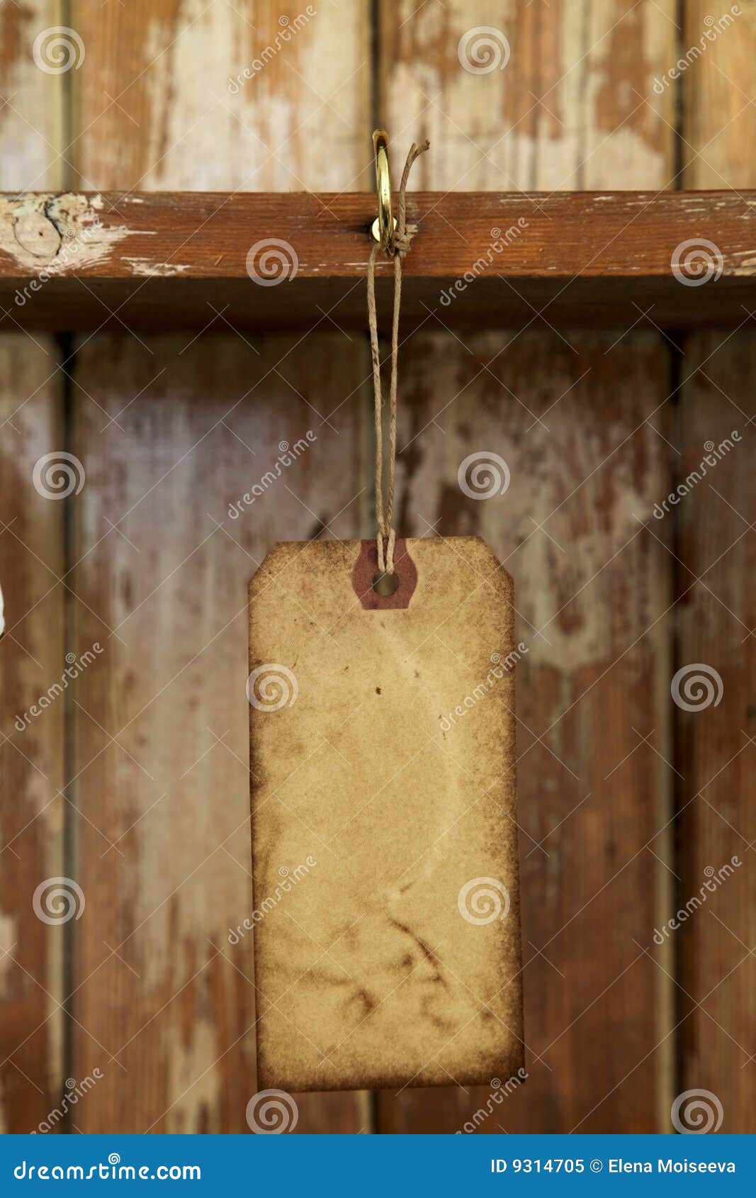 Old Paper Tag with String Hanged on on Hook Stock Image - Image of ...