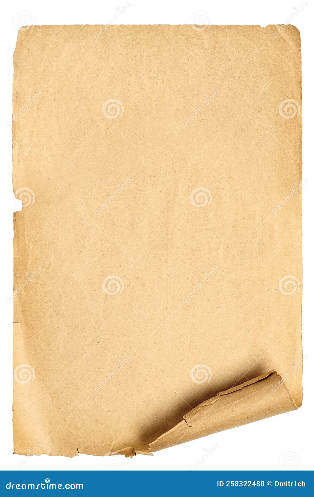 Old Paper Sheet Isolated On White Background, Ancient Scroll Texture ...