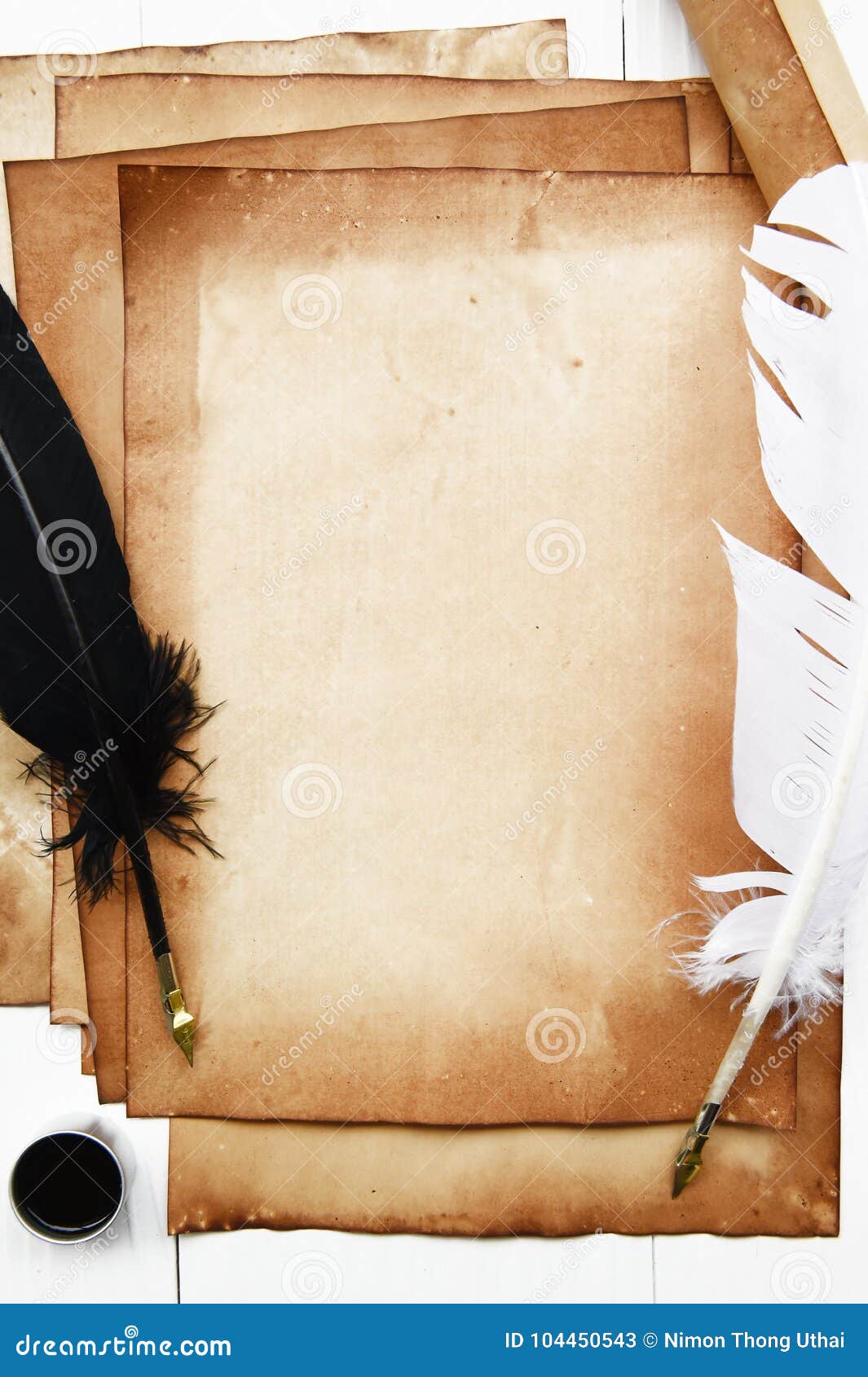Old Paper Texture with Feather and Ink Stock Image - Image of textured ...