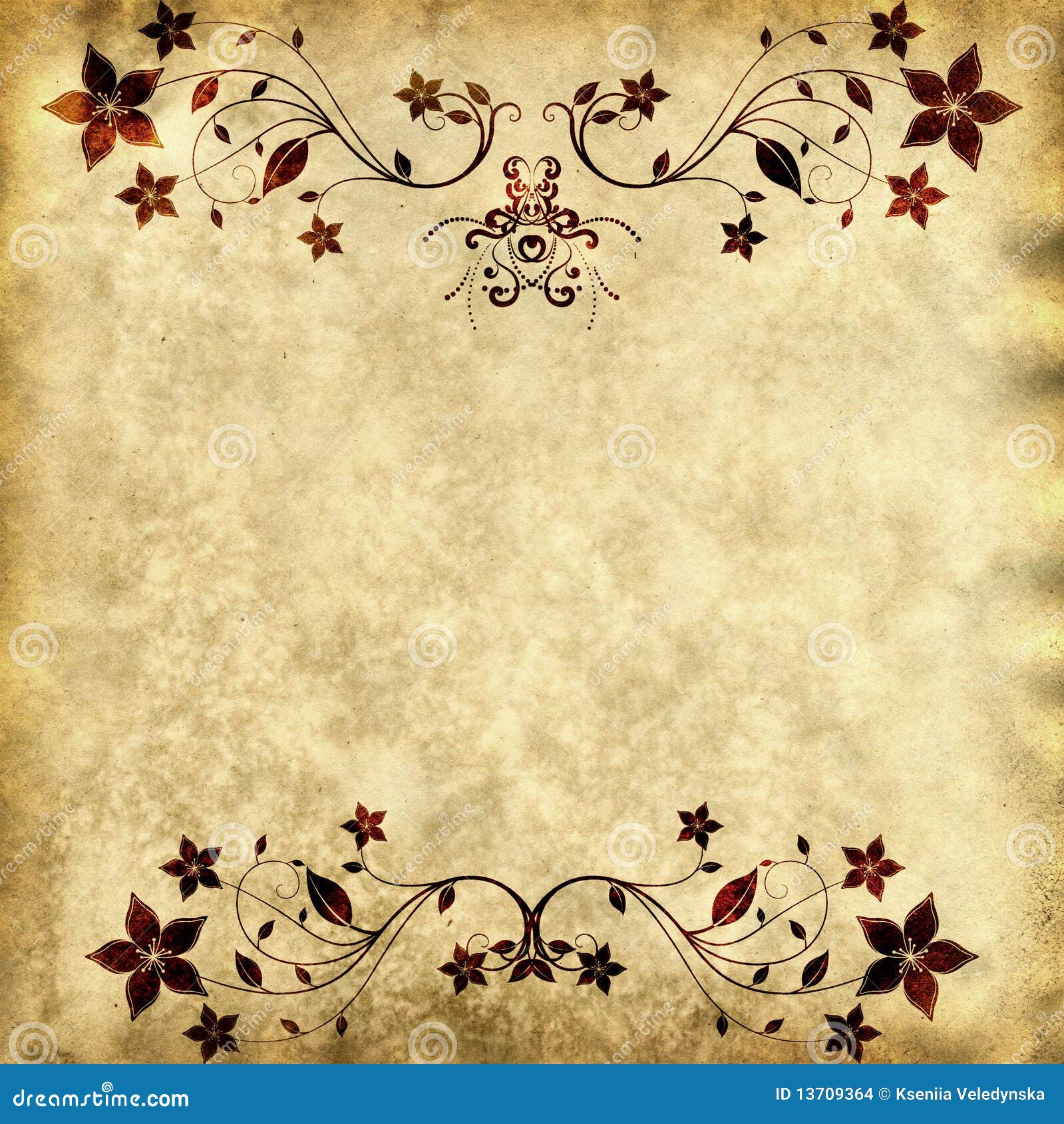 Old Paper Texture With Floral Frame Vector Illustration | CartoonDealer ...