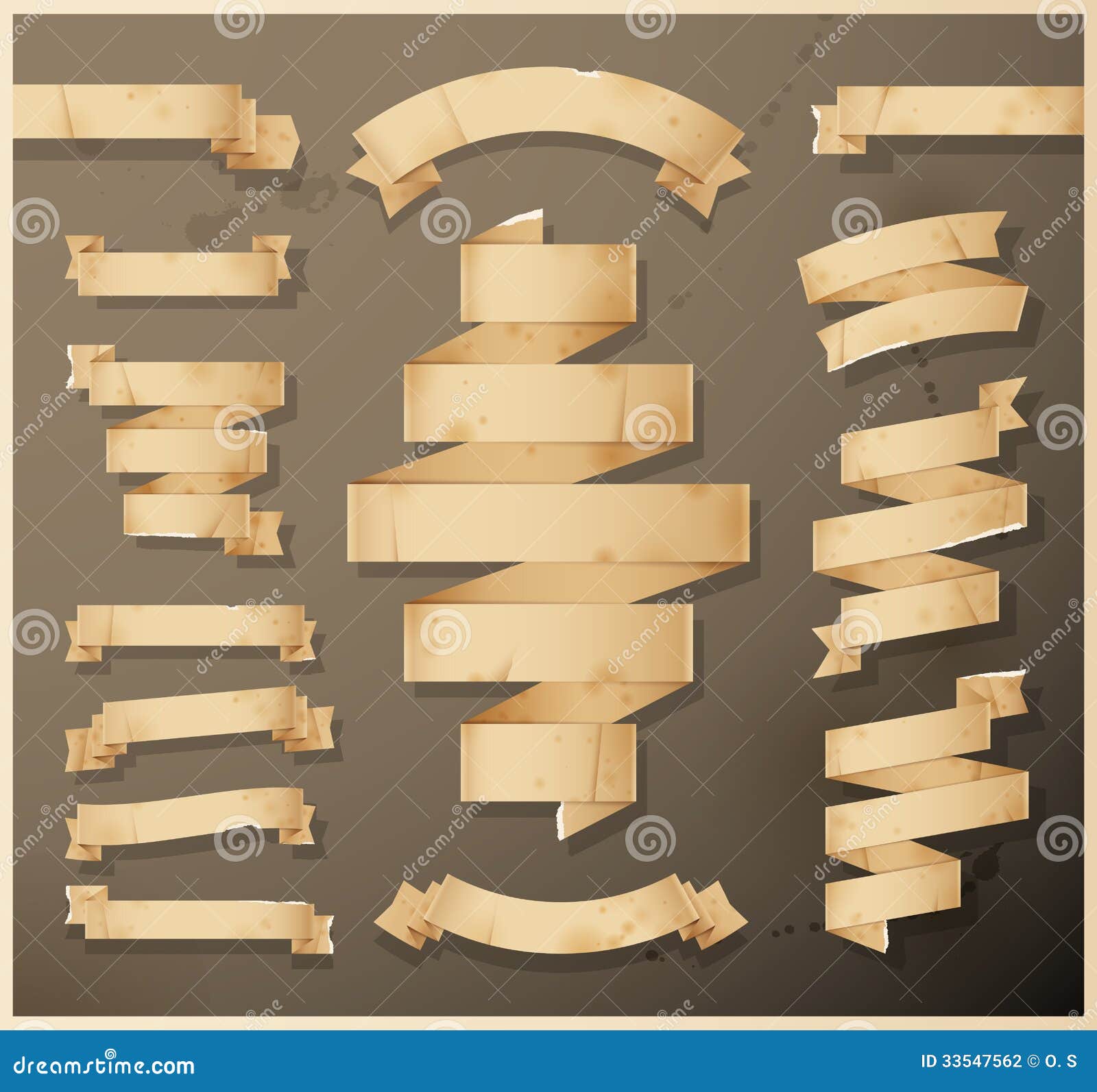 Old paper texture ribbons stock vector. Illustration of stain - 33547562