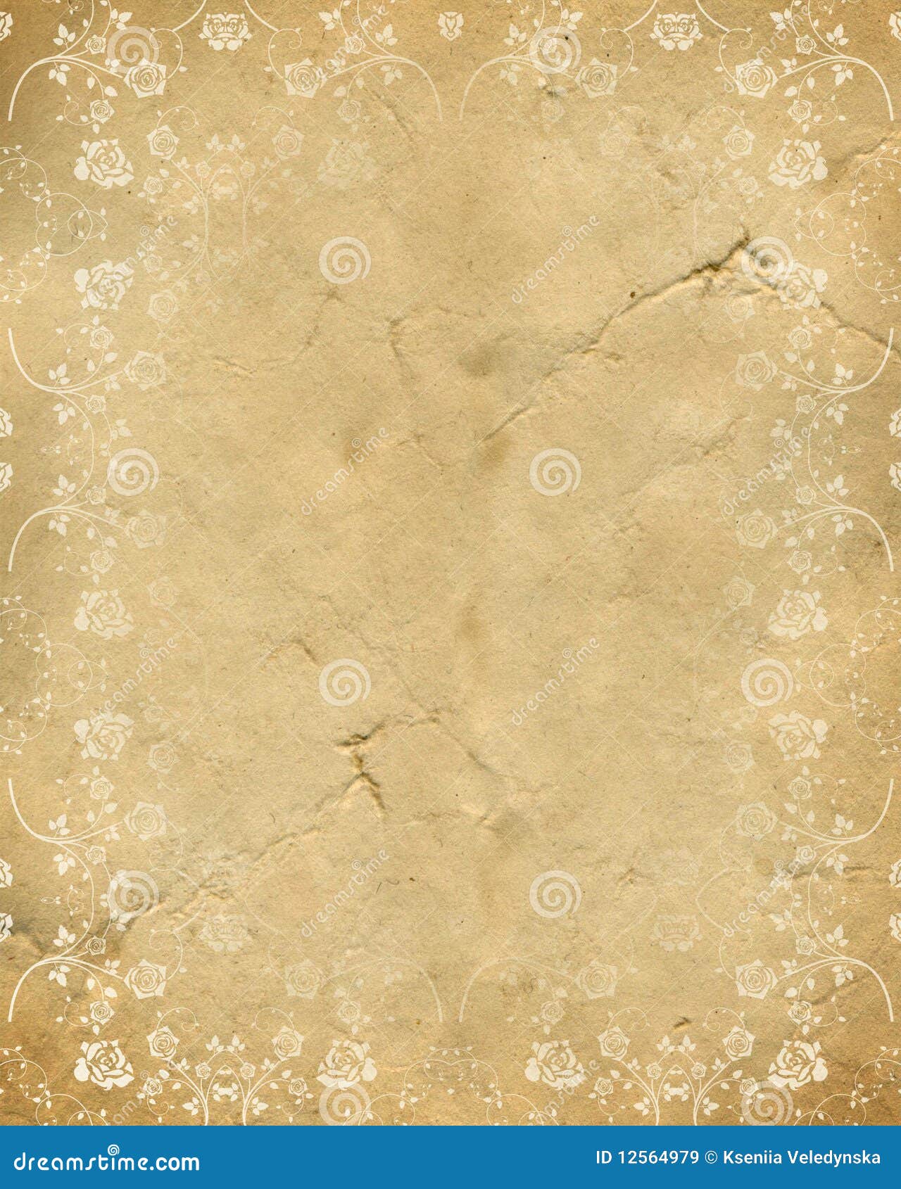 Old Paper Texture with Rose Pattern Stock Image - Image of stained ...