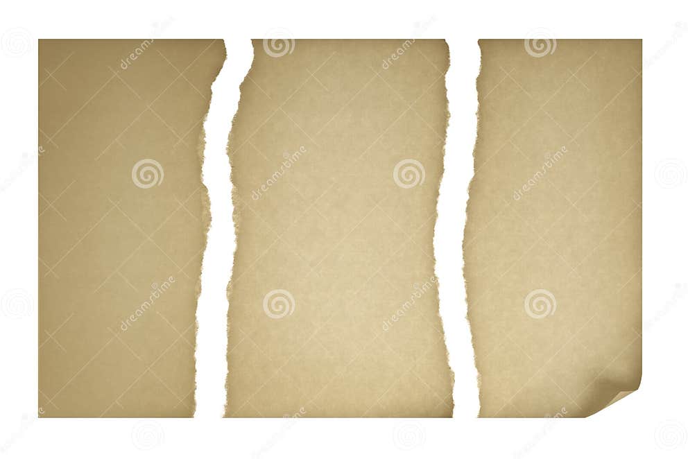 Old Paper Torn into Three Pieces Stock Photo - Image of empty ...