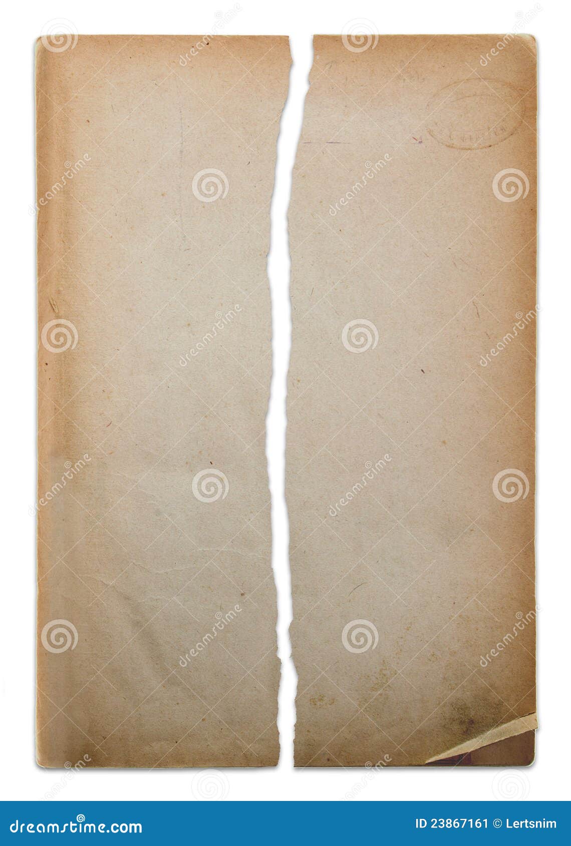 Old Paper Torn into Two Pieces Stock Image - Image of frayed, damaged ...