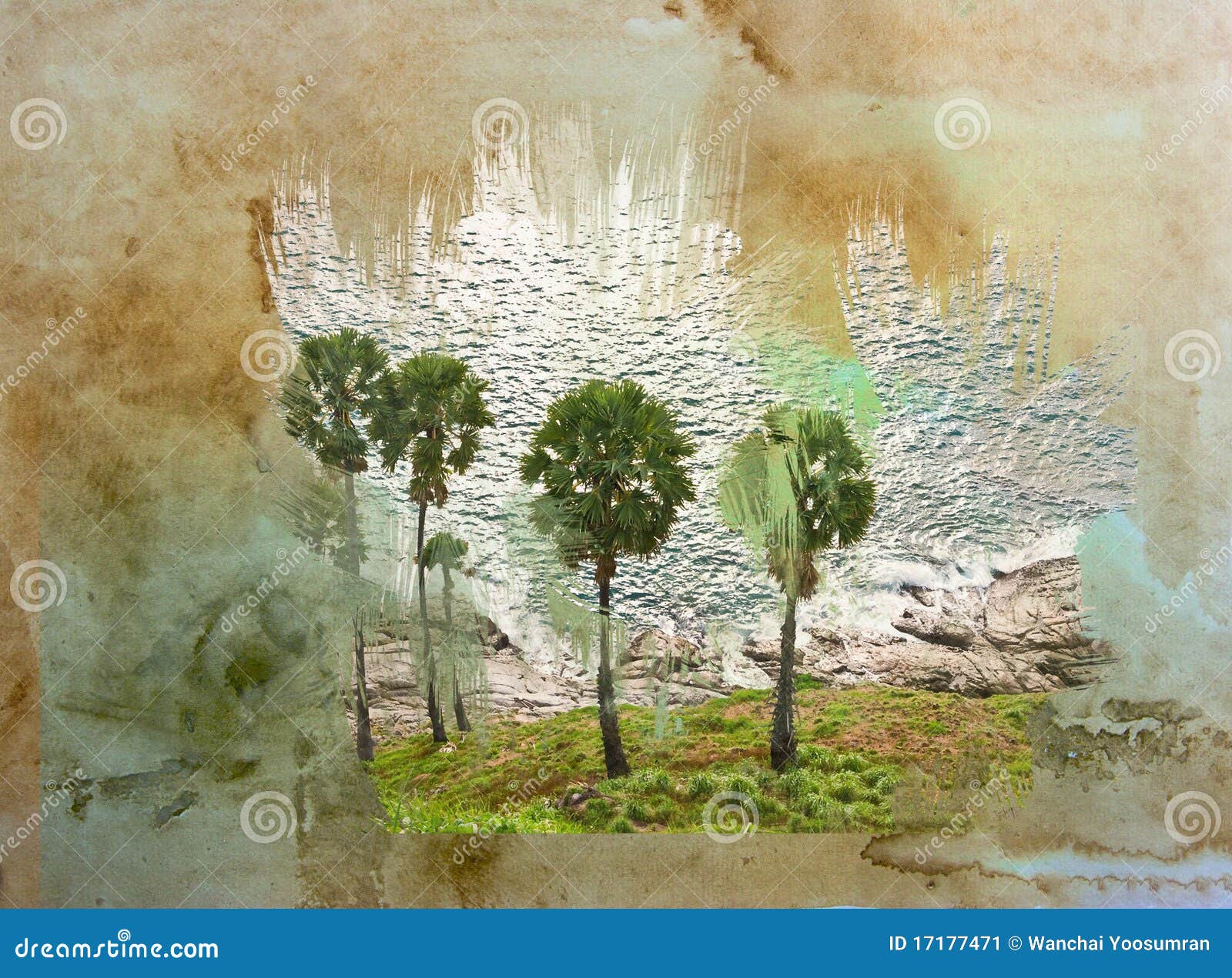 Old Paper with View Landscape Stock Image - Image of patched, blank ...