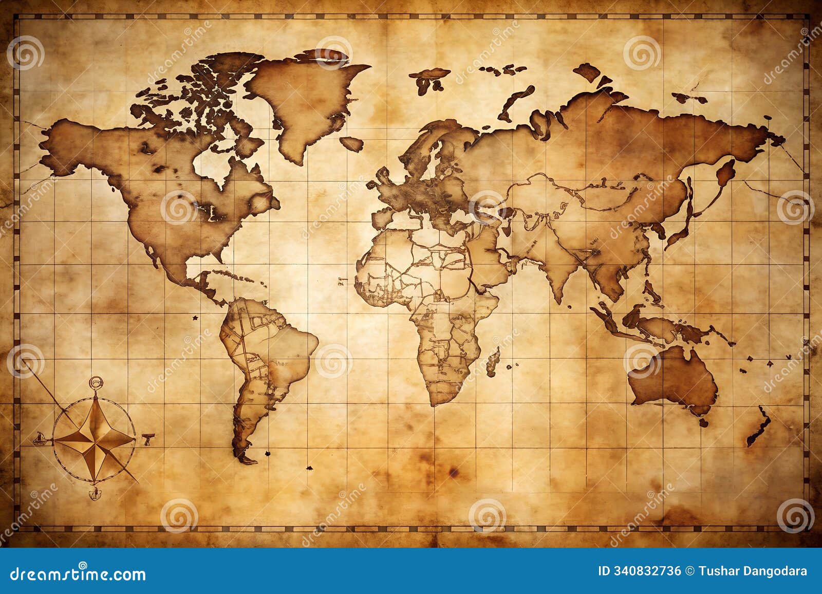 Old Paper Vintage Adventure Map Texture Background Stock Illustration ...