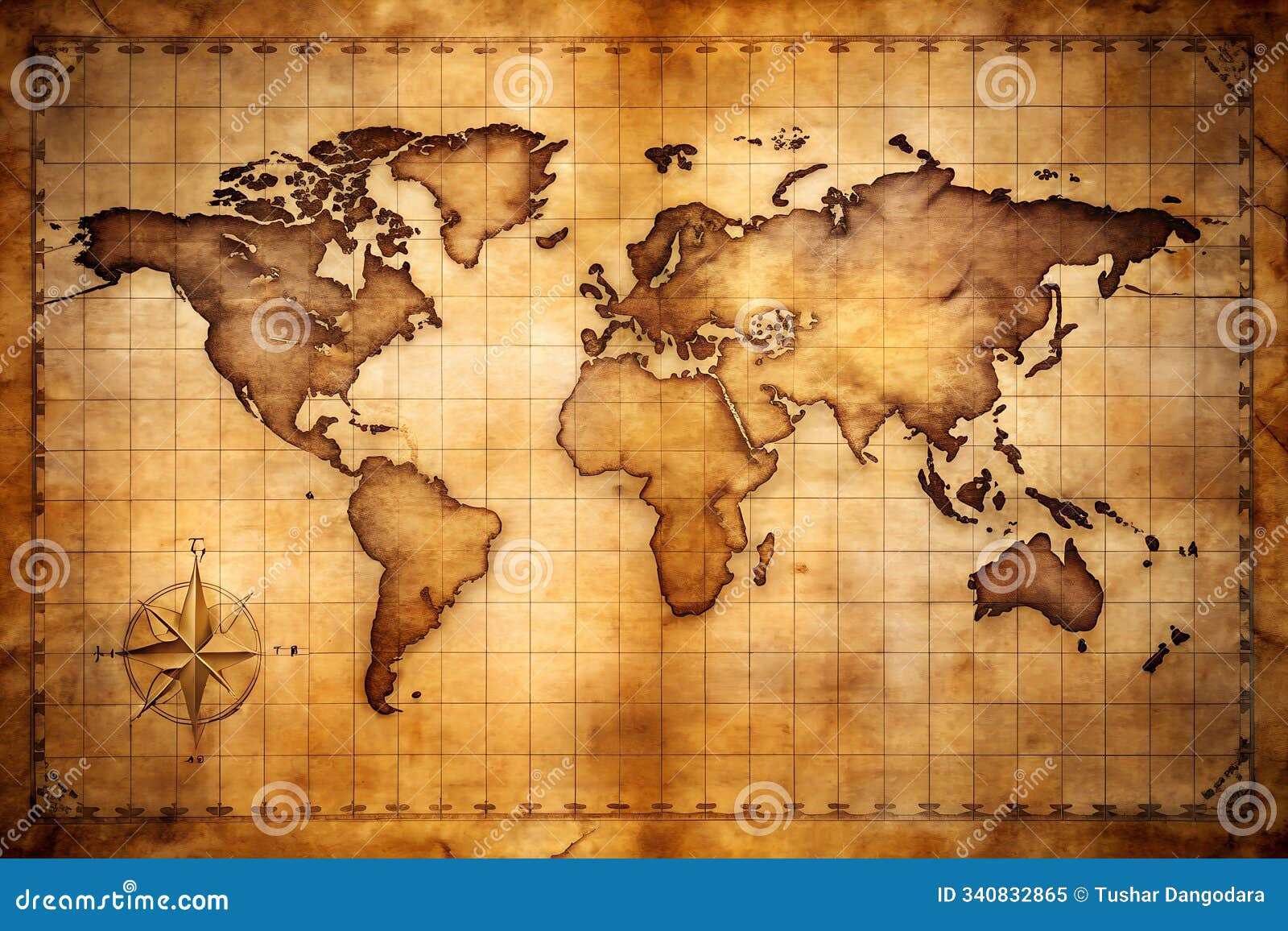 Old Paper Vintage Adventure Map Texture Background Stock Illustration ...