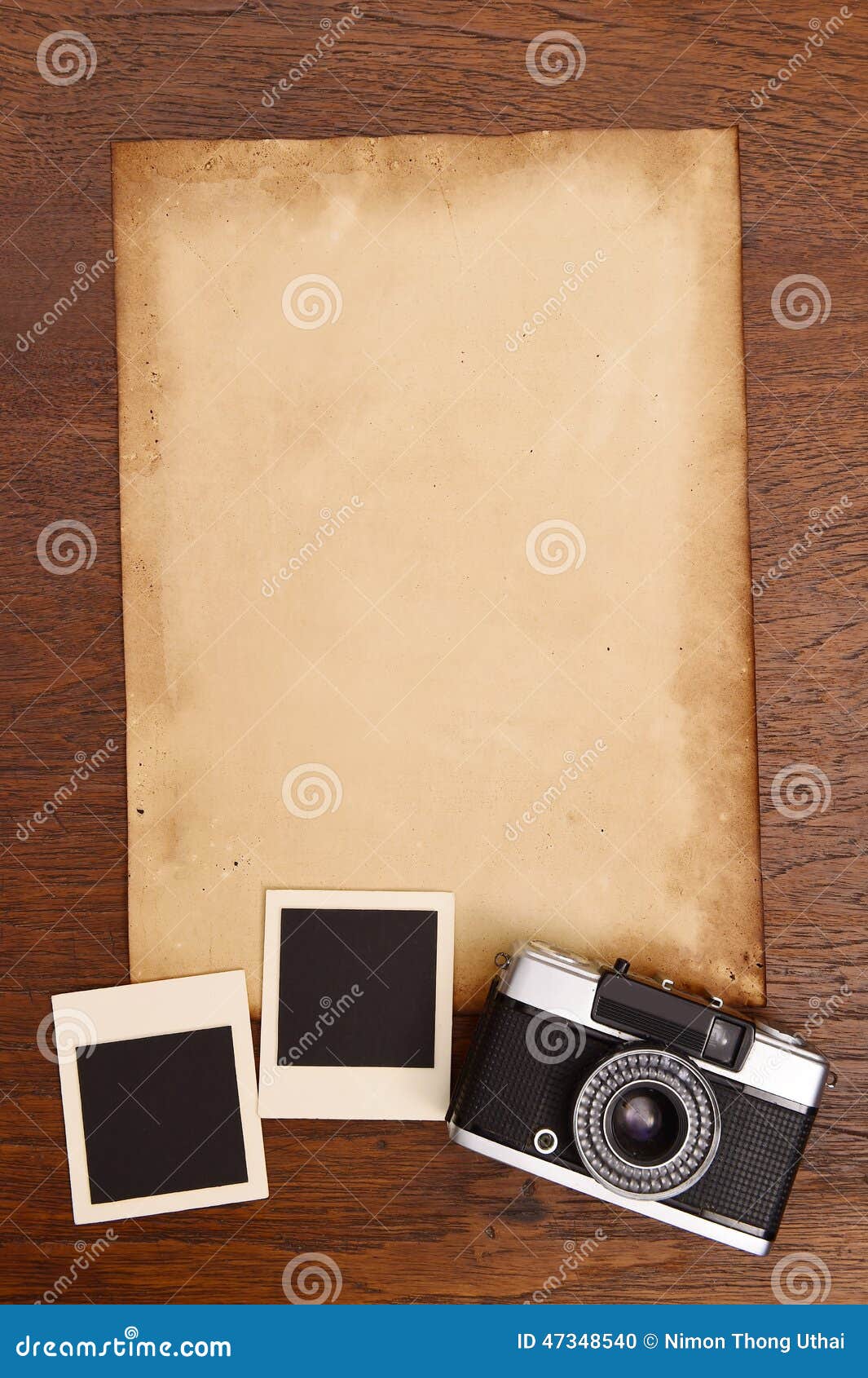 Old Paper and Vintage Photo Frame with Camera Stock Photo - Image of ...