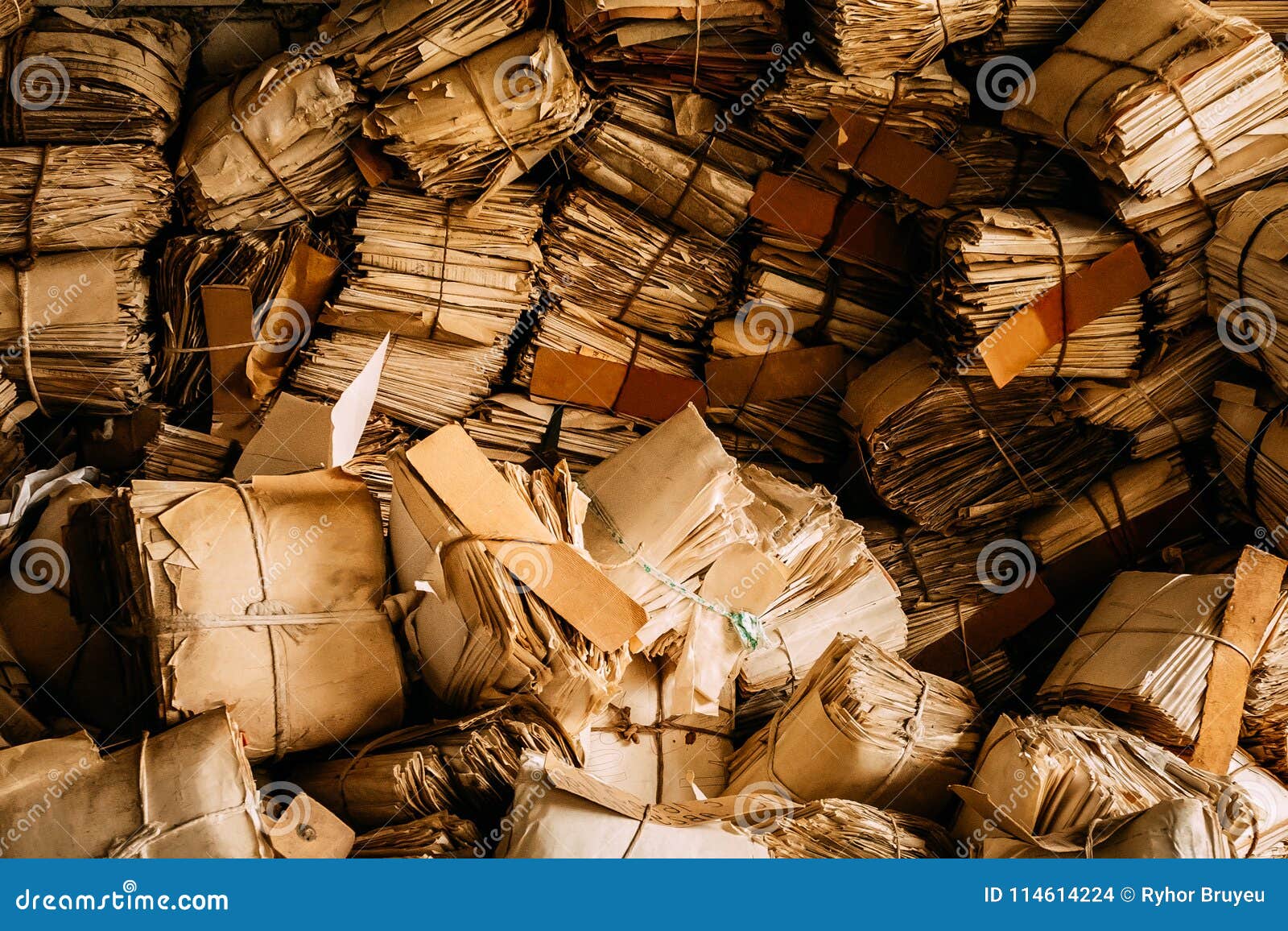 Old Paper Waste. Vintage Keeping Records in Heaps Stock Photo - Image ...