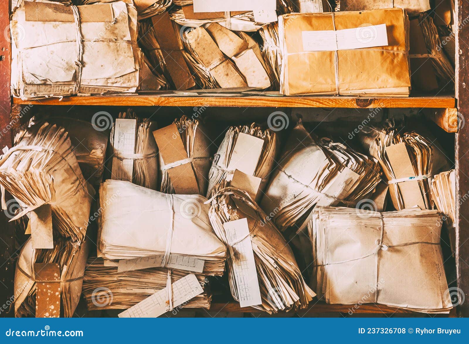 Old Paper Waste. Vintage Keeping Records in Heaps Stock Photo - Image ...