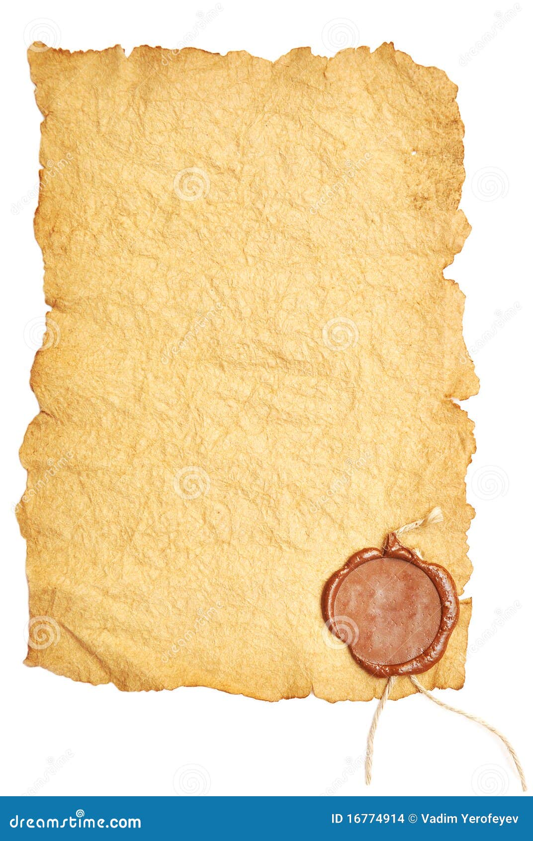 Old paper with a wax seal stock photo. Image of frame - 16774914