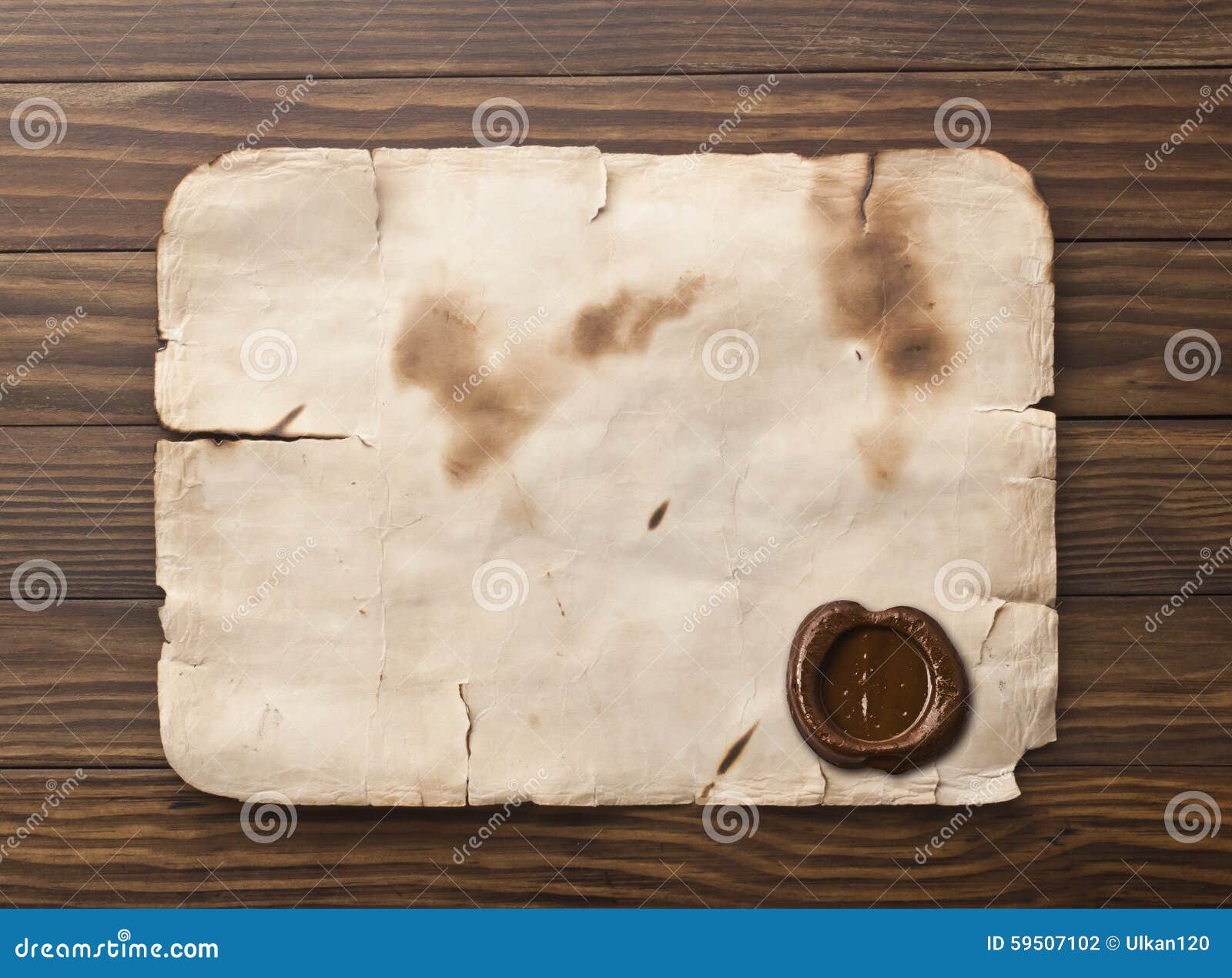 Old paper with a wax seal stock photo. Image of history - 59507102