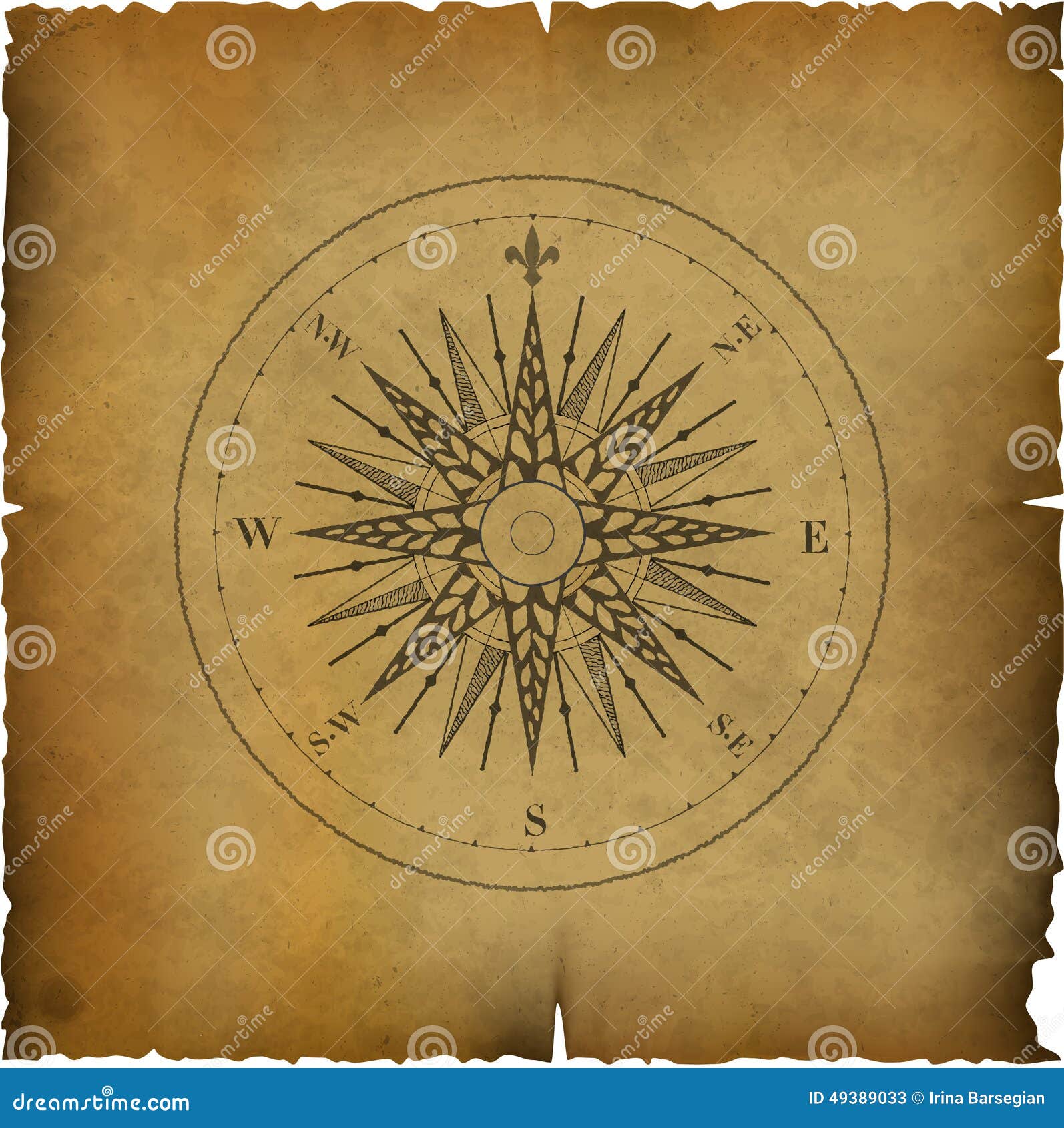 Old Paper with Windrose. Illustration Stock Vector - Illustration of ...