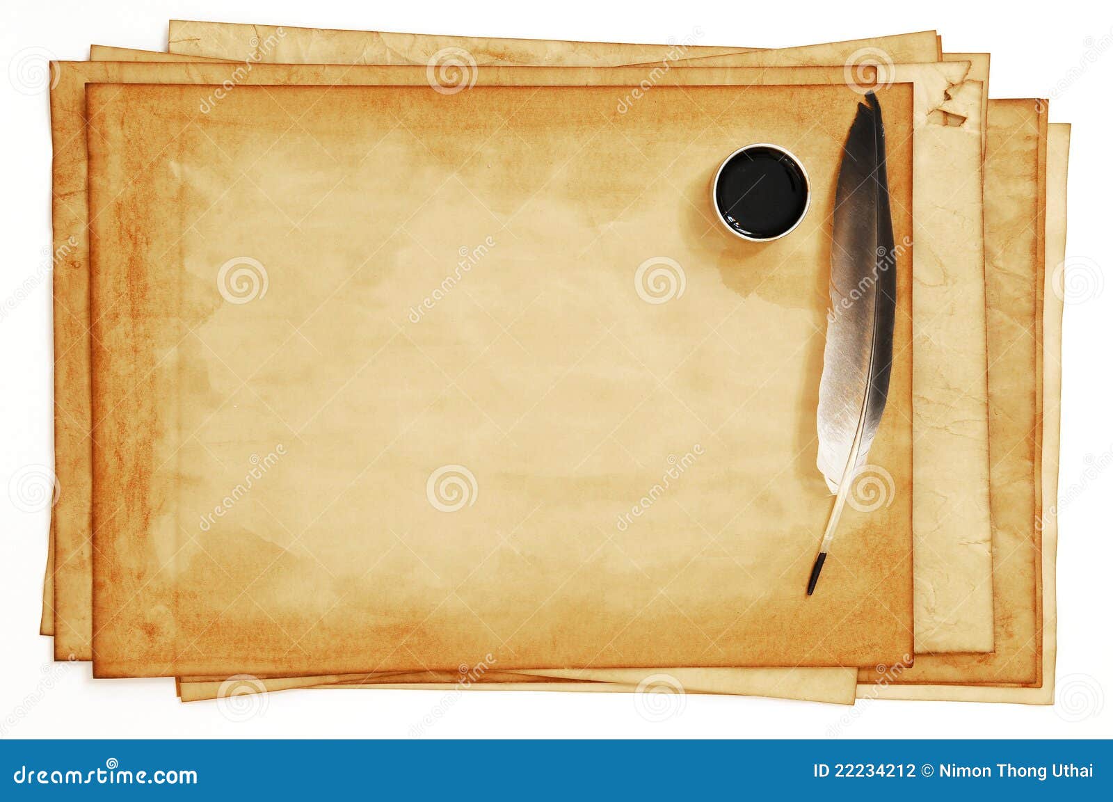 Old Paper With Feather Background