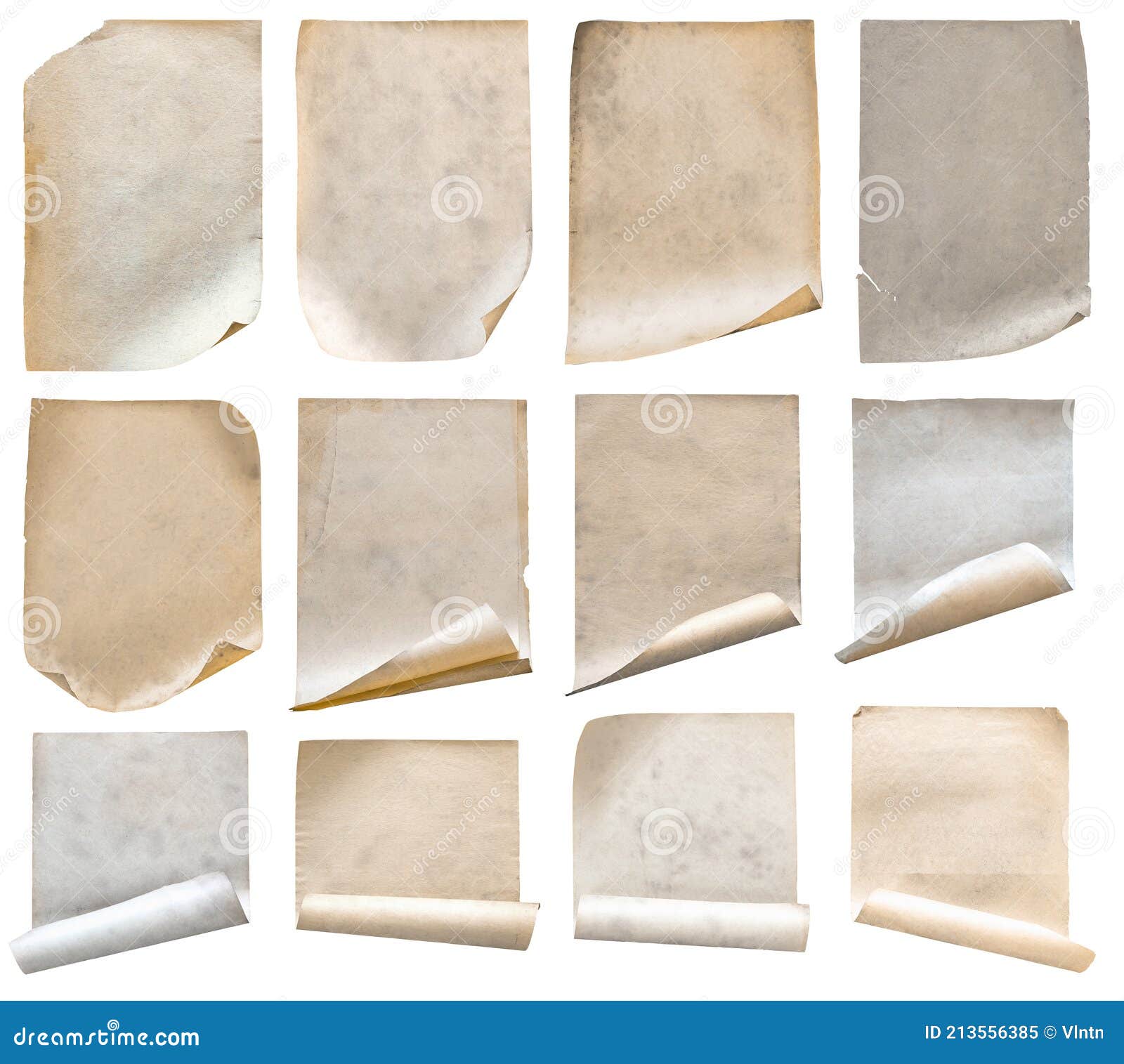 Old papers set isolated stock image. Image of dirty - 213556385