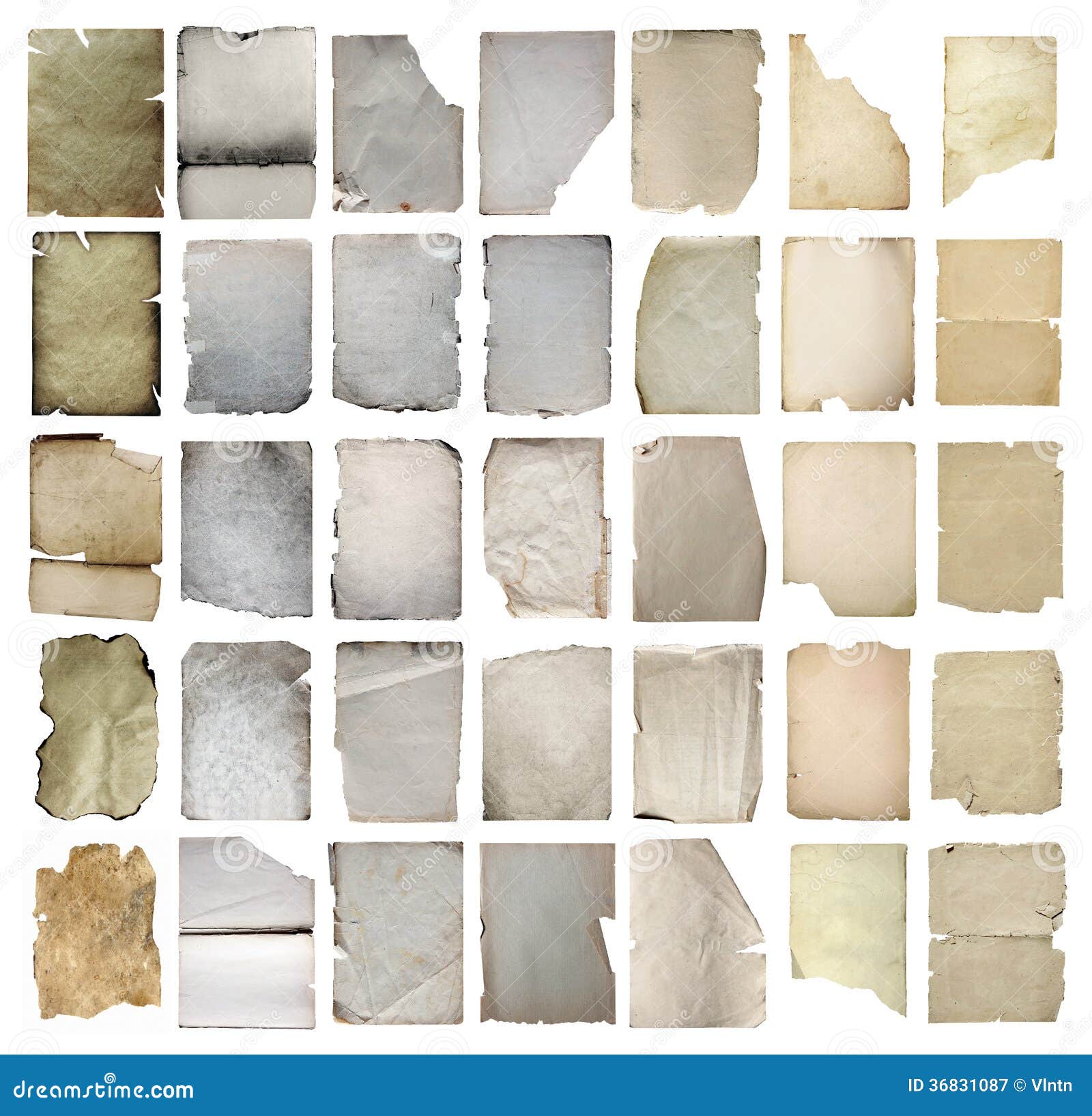 Old papers set isolated stock image. Image of pierced - 36831087