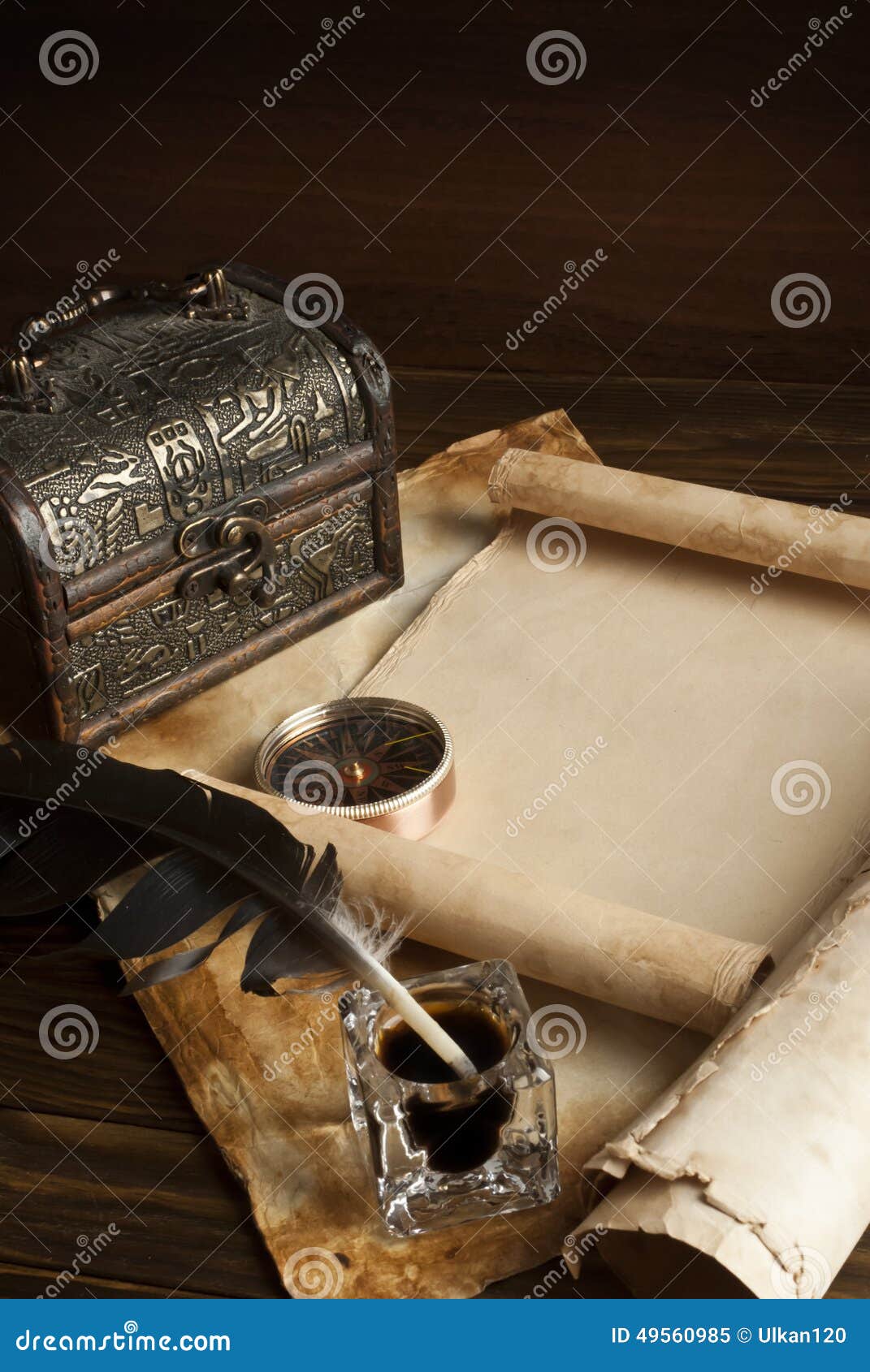 Old Papers on a Wooden Table Stock Image - Image of mail, copyspace ...