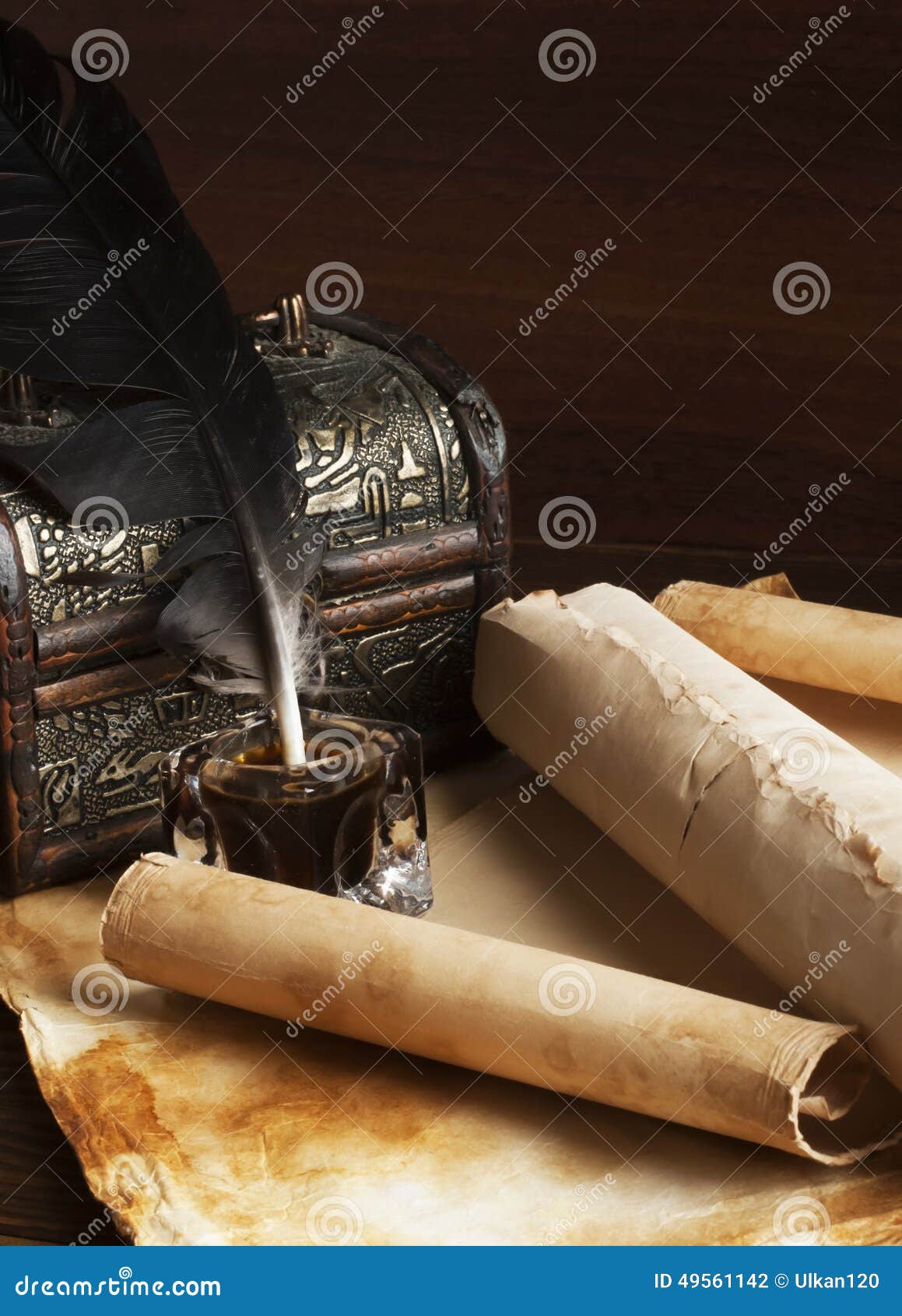 Old Papers on a Wooden Table Stock Photo - Image of ancient, copy: 49561142