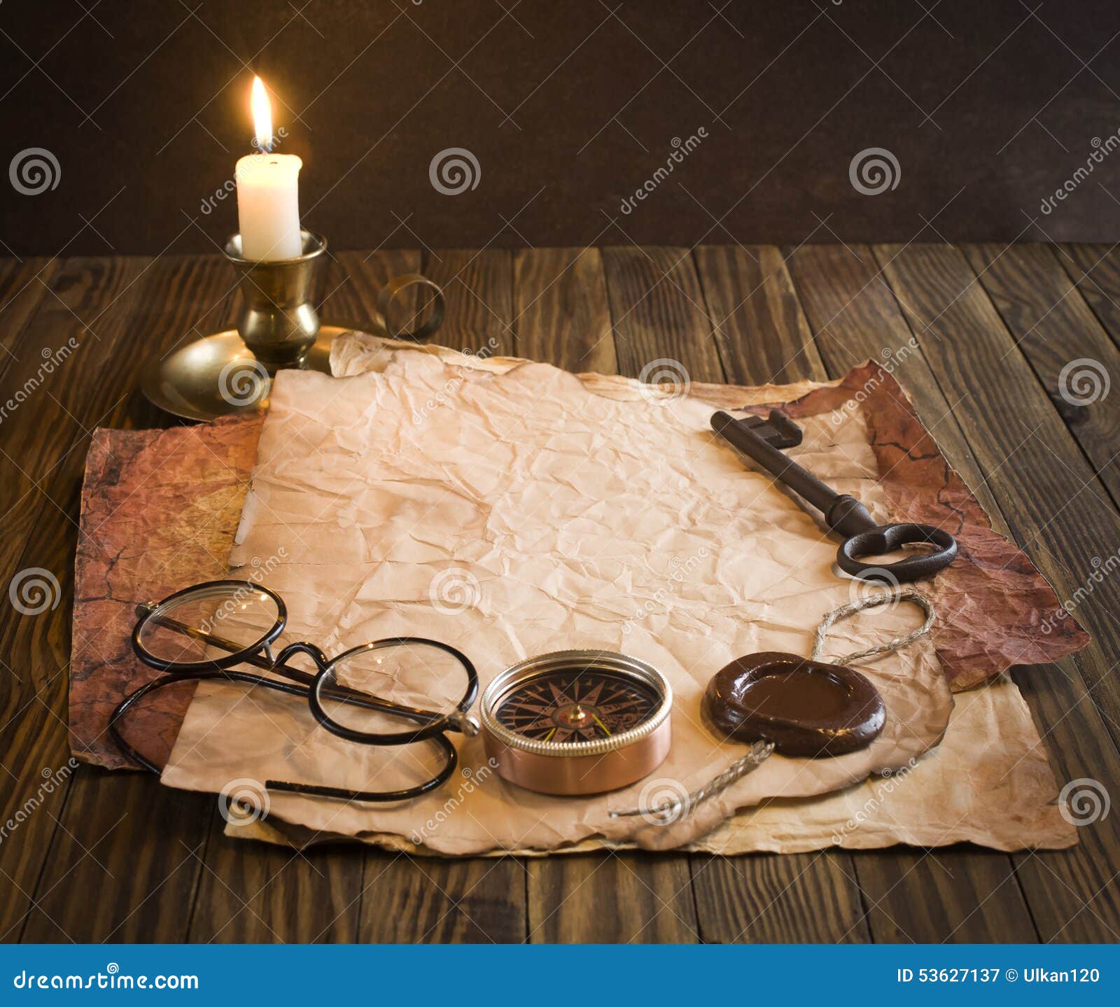 Old Papers on a Wooden Table Stock Image - Image of paper, ancient ...