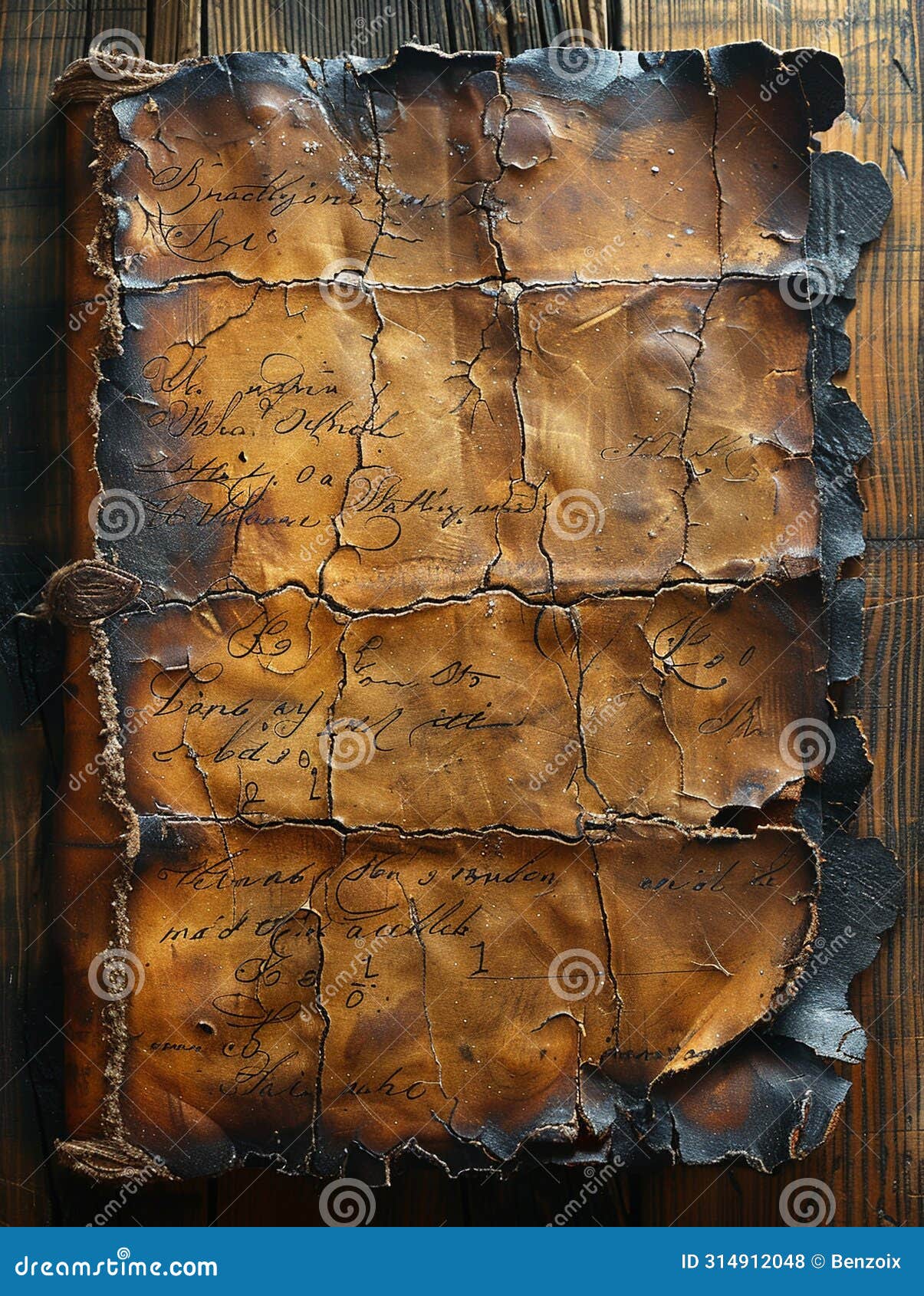 Old Parchment with Fading Calligraphy the Script Blurs into the ...