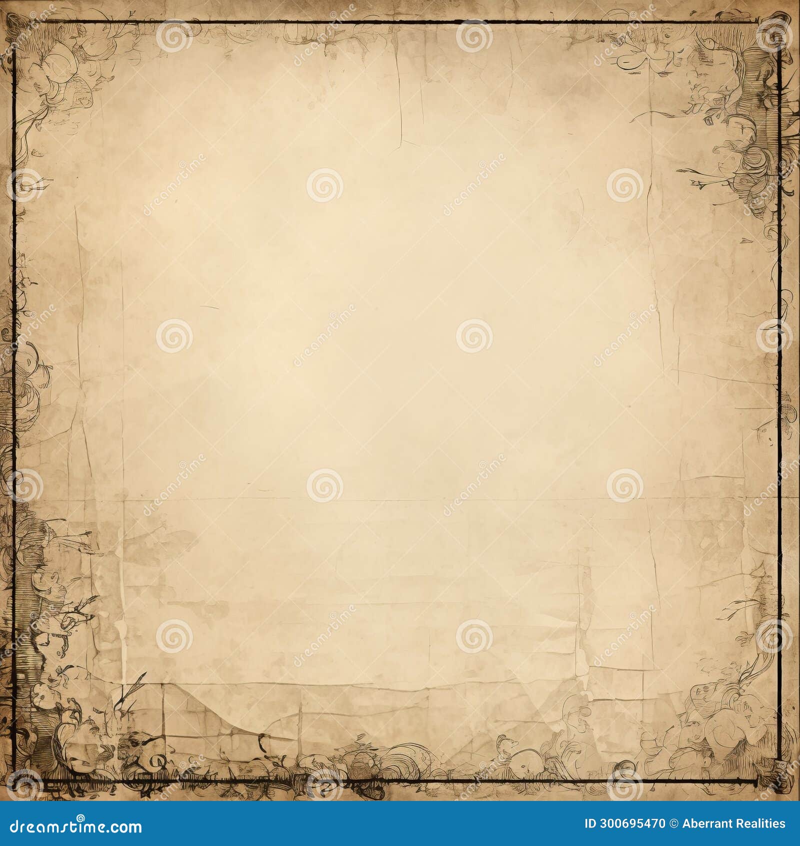 An Old Parchment Paper Background with a Frame Stock Illustration ...