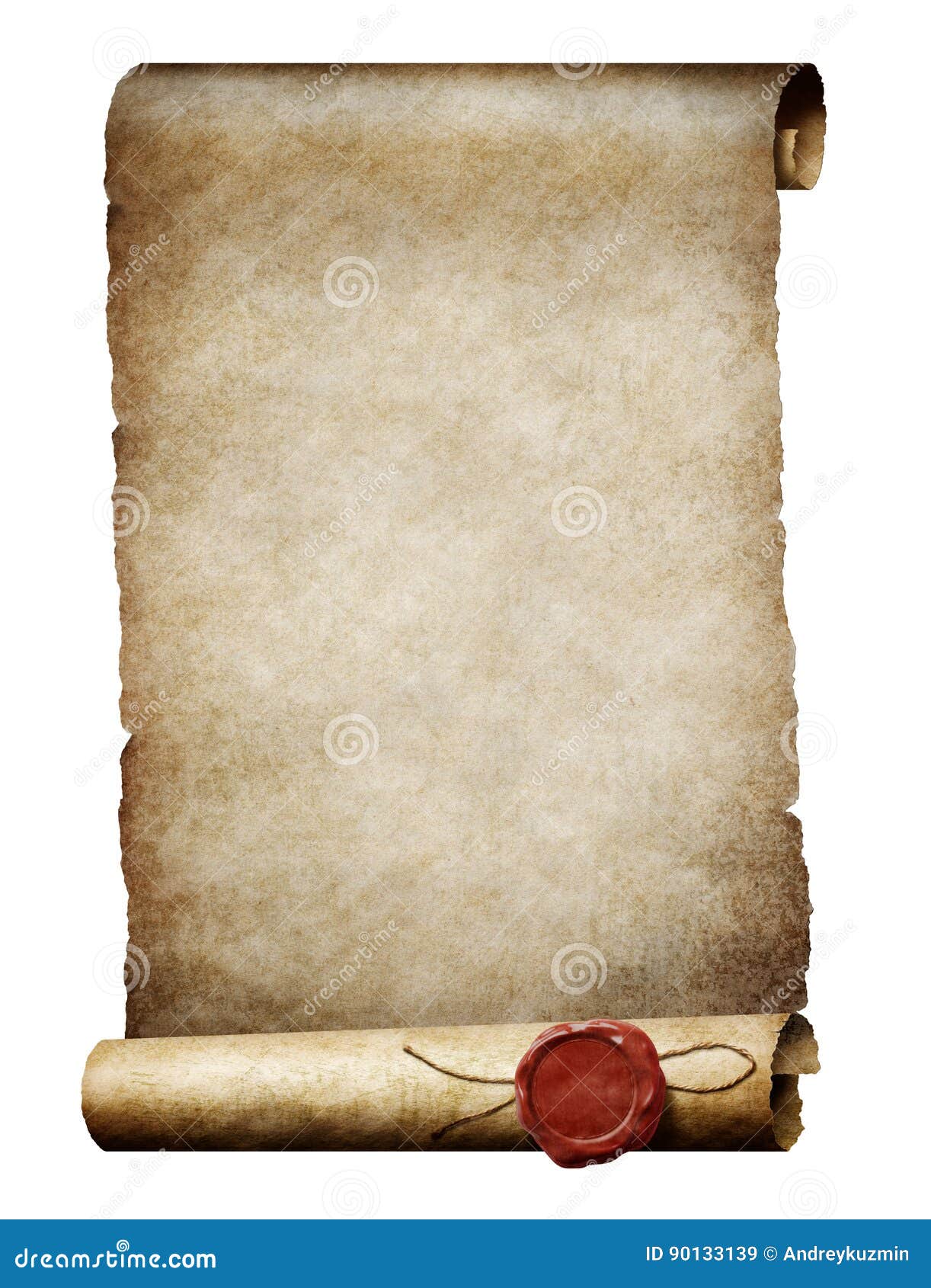 Old Parhment Scroll with Wax Royal Seal Stock Image - Image of rope ...