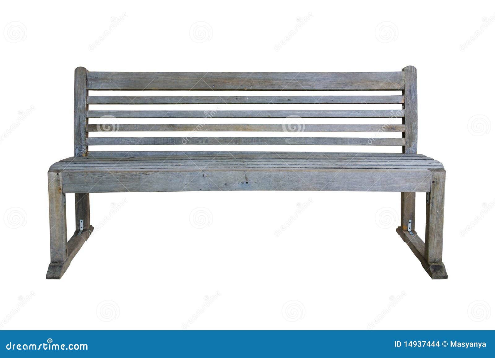 Old Park Bench Isolated on White Stock Photo - Image of element, front ...