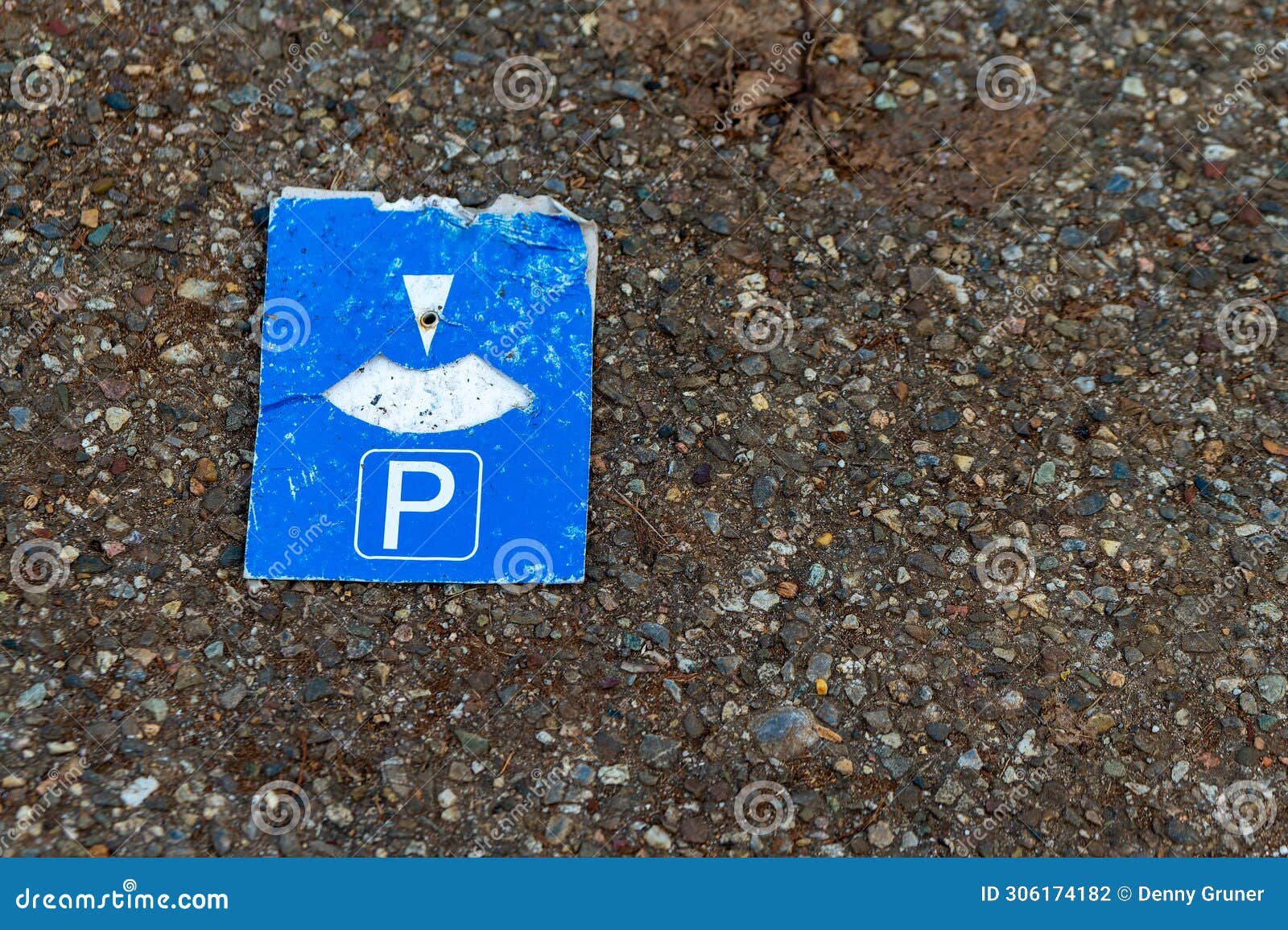An Old Parking Disc on the Asphalt Stock Photo - Image of pollution ...