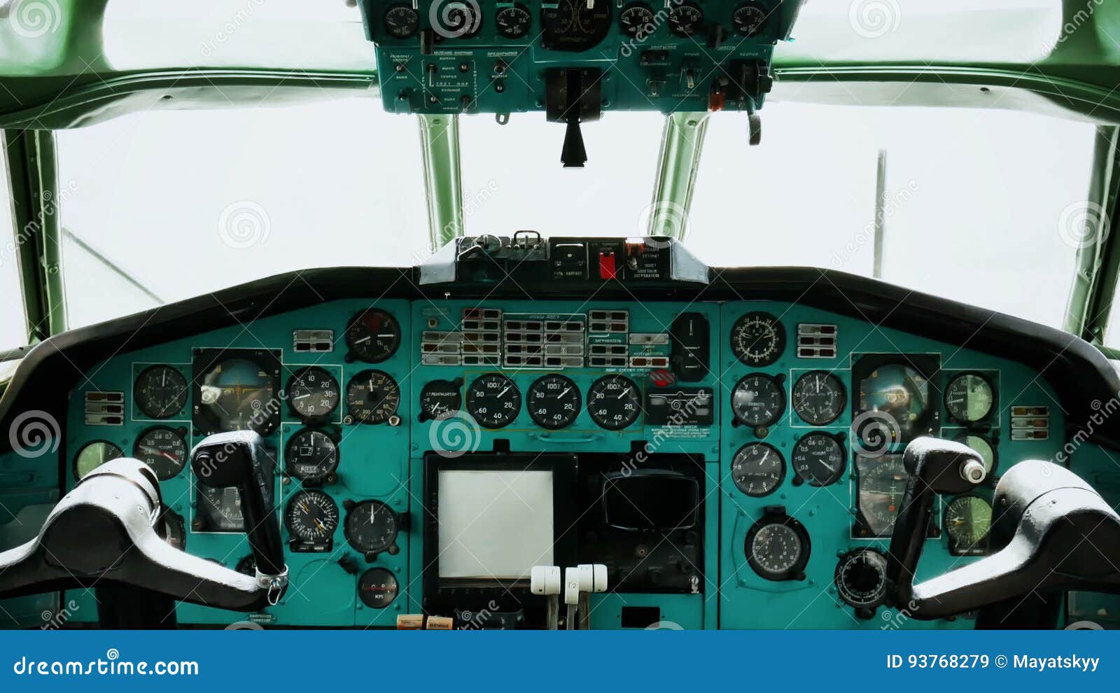 Old Passenger Plane Cockpit Console of Flight Instruments 4k Stock ...