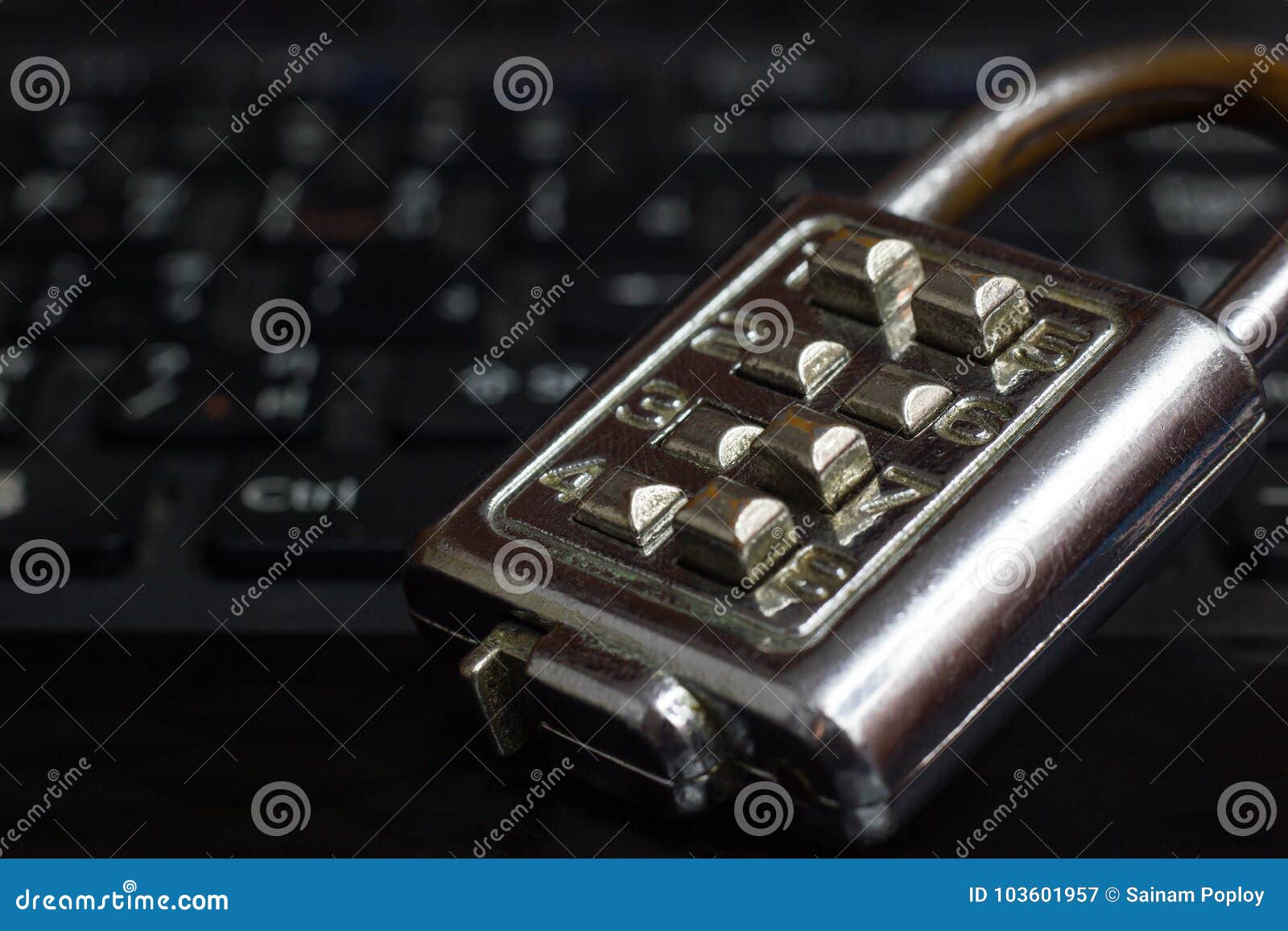 Old Password Key Lock Placed on the Black Notebook Keyboarding Darkness ...