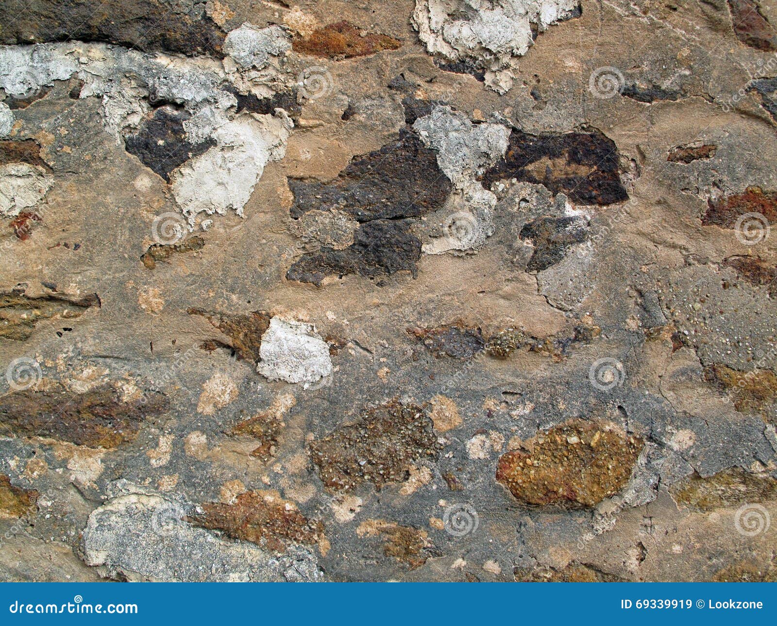 Old Patched Rock Wall. stock image. Image of gardens - 69339919