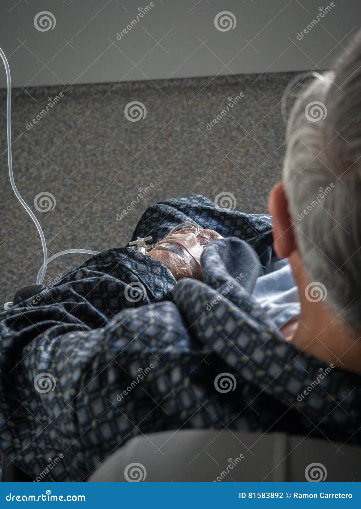 Old Patient Man with Iv Drip in the Hand Stock Photo - Image of ...